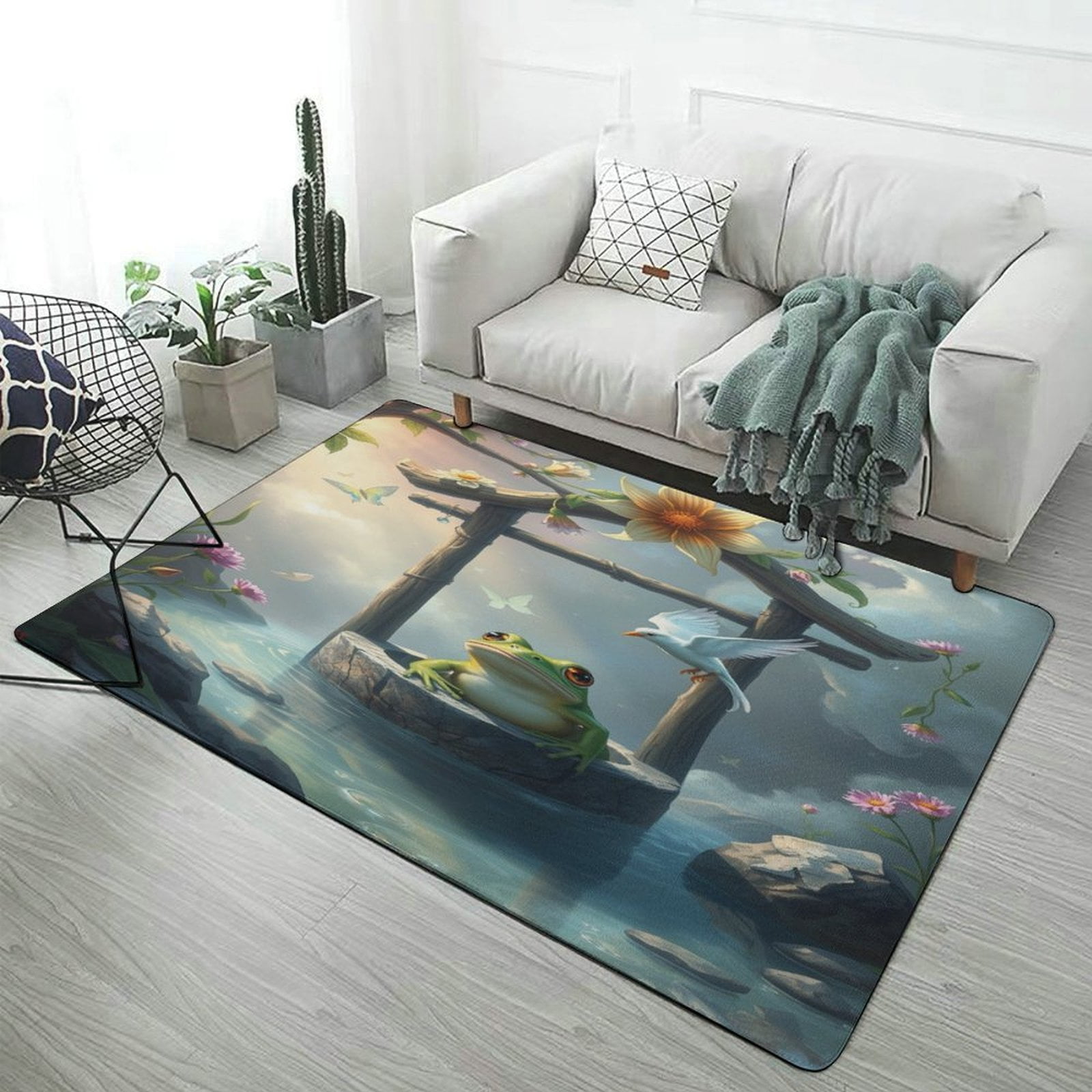 Frog in The Pond Carpet for Living Room Luxury Home Rations Sofa Coffee ...