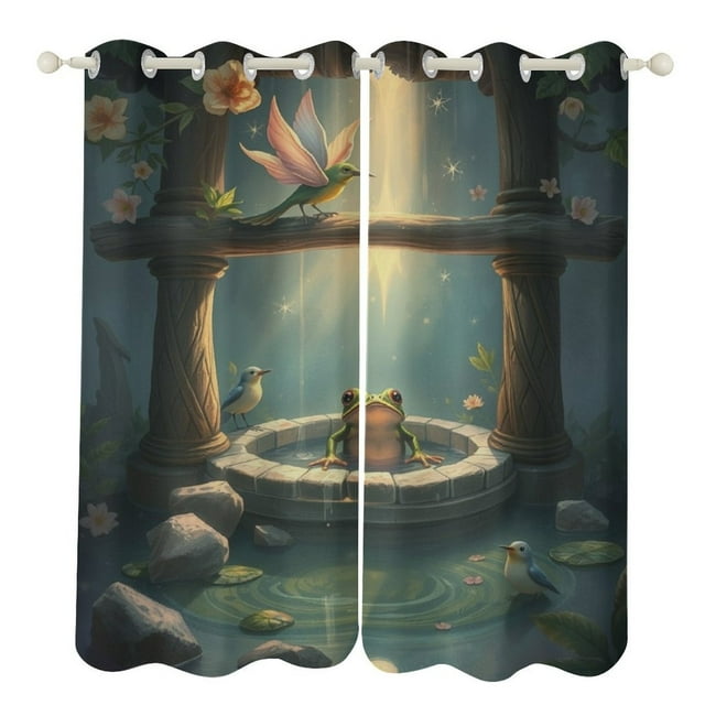 Frog in The Pond Curtain Home Decoration Living Room Curtains Window ...