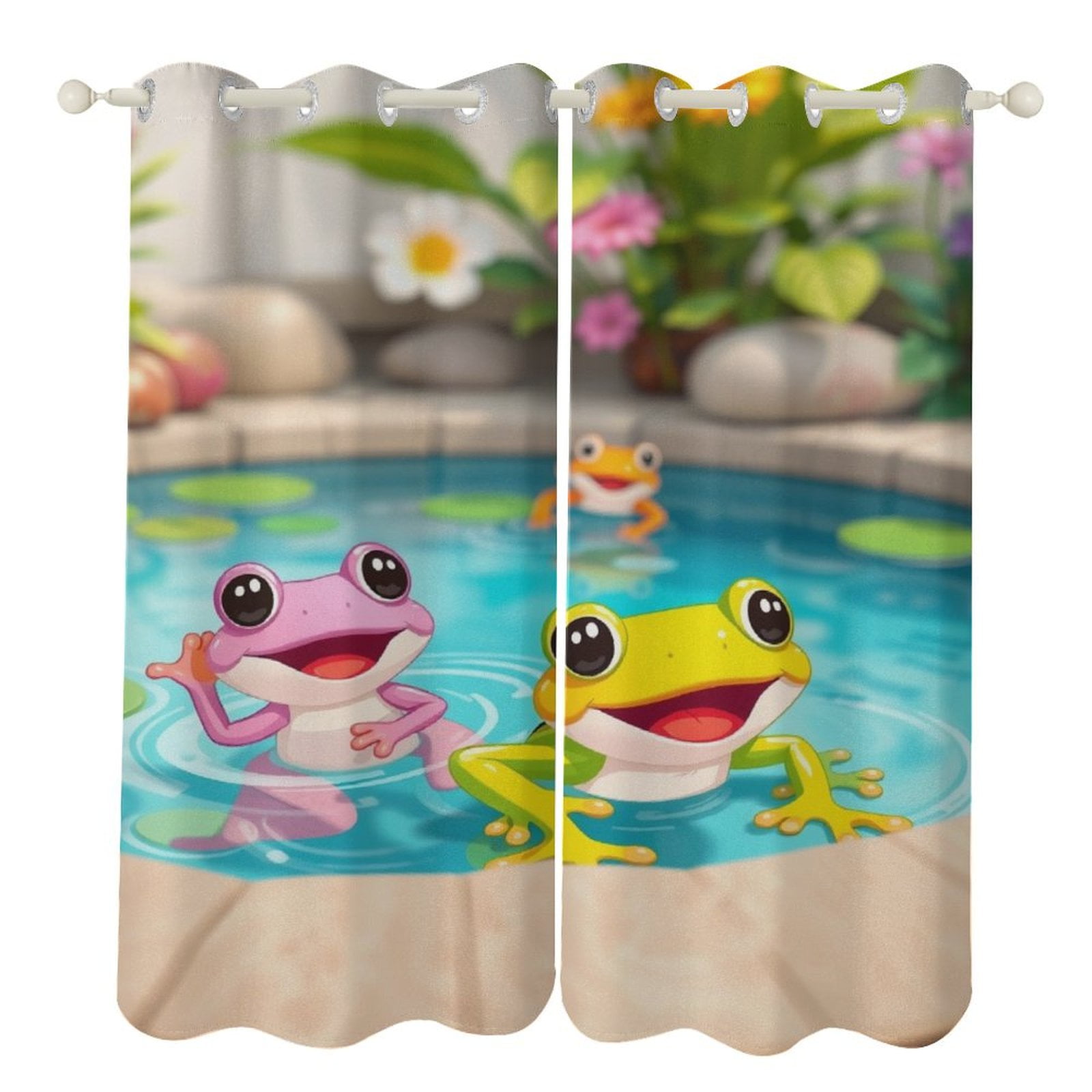 Frog in The Pond Curtain Home Decoration Living Room Curtains Window ...