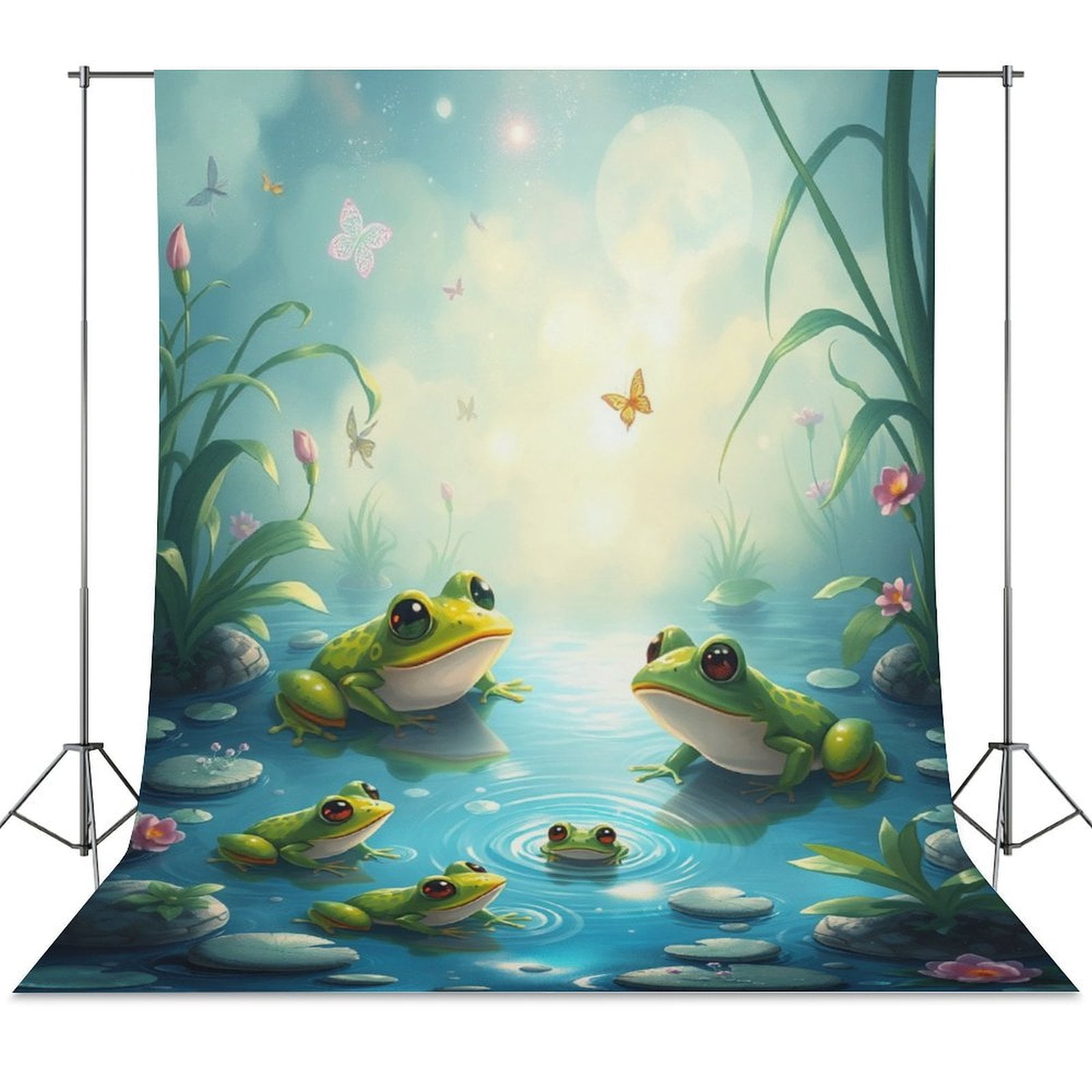 Frog in The Pond Decorations BackdropPortrait Photography Background ...