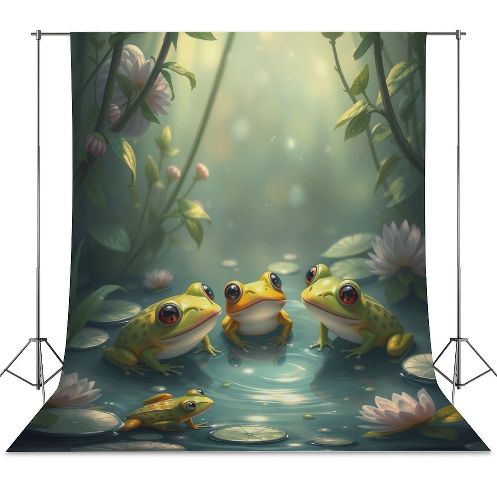 Frog in The Pond Decorations BackdropPortrait Photography Background ...