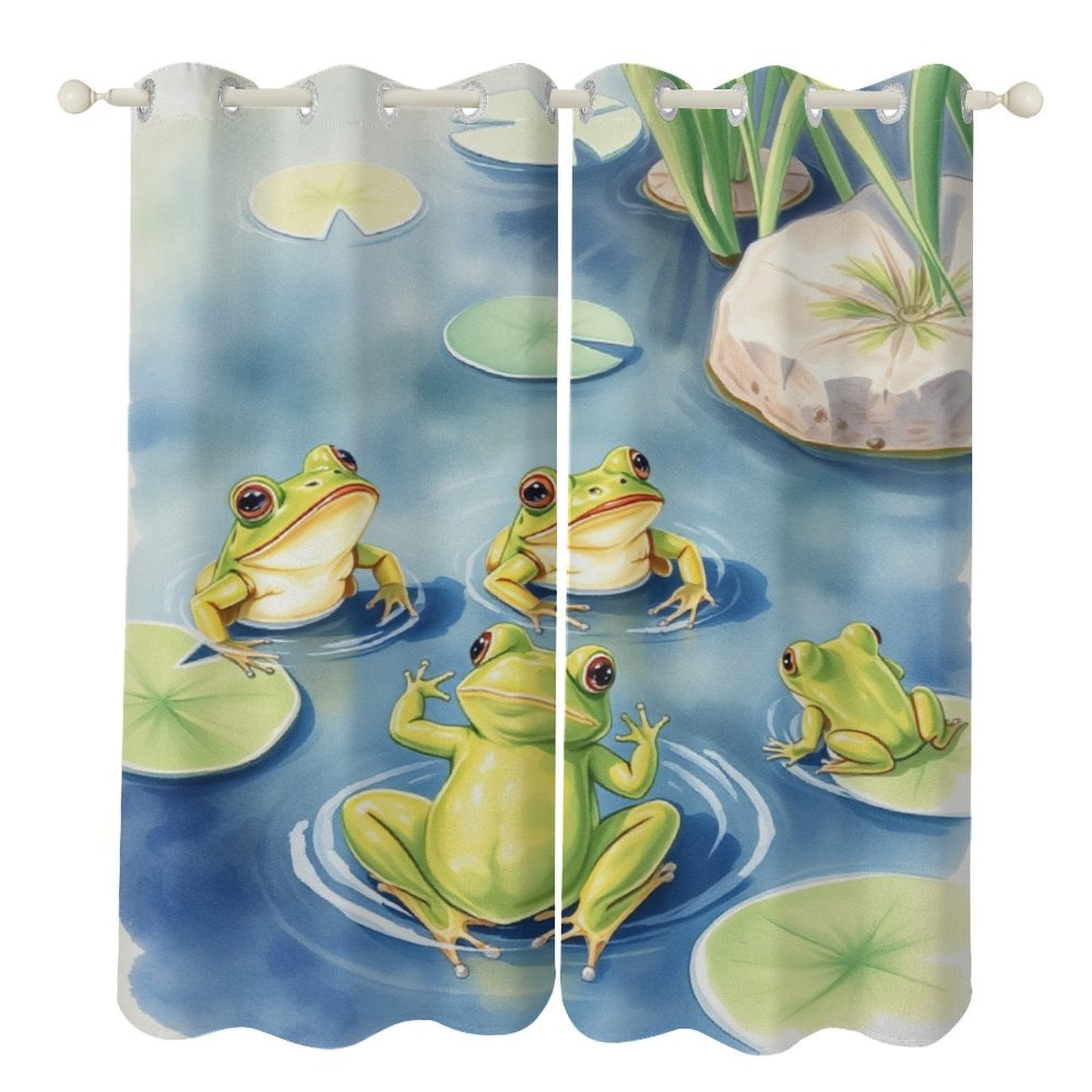Frog in The Pond Drapes Room Living for Curtains Window Bedroom Kitchen ...