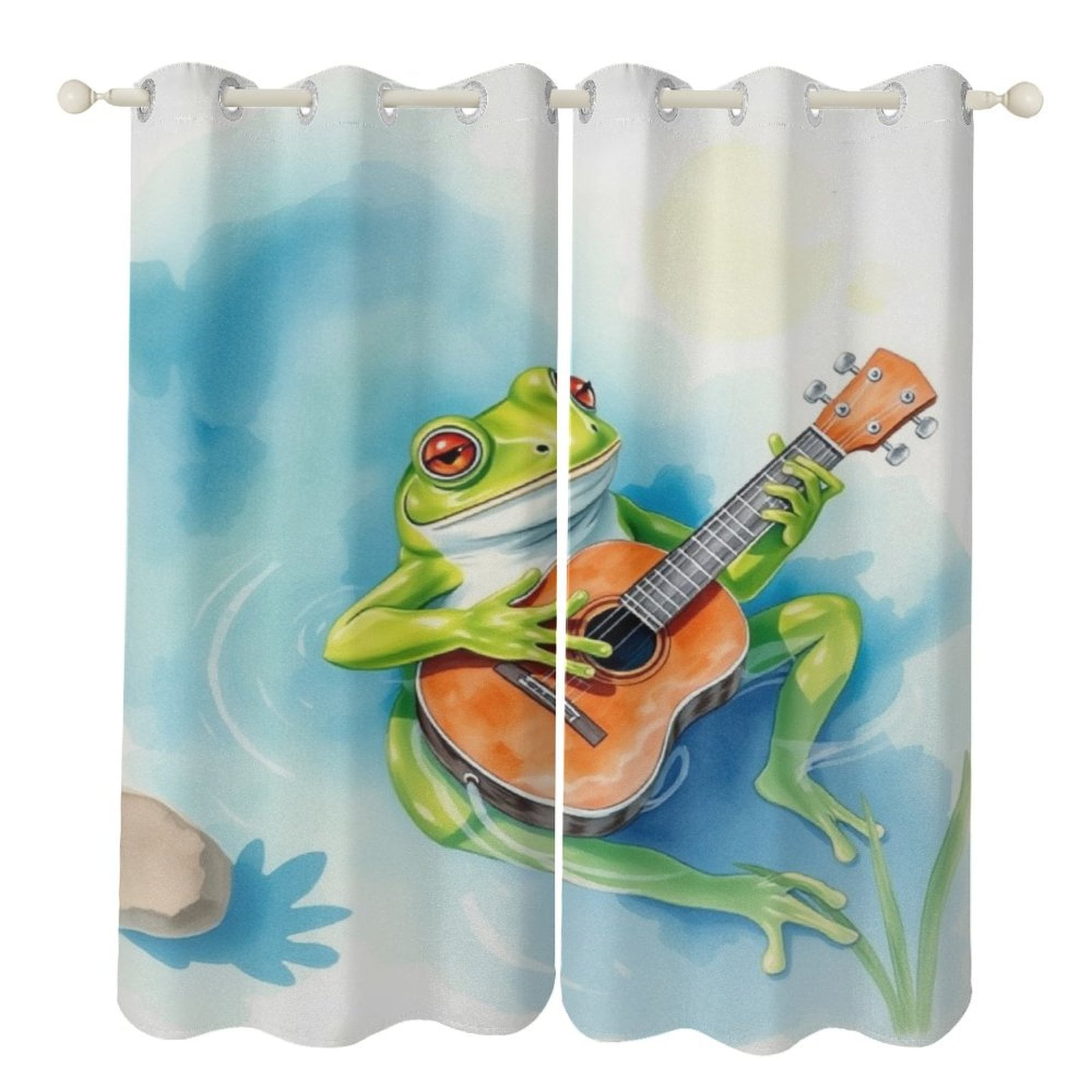 Frog in The Pond Drapes Room Living for Curtains Window Bedroom Kitchen ...