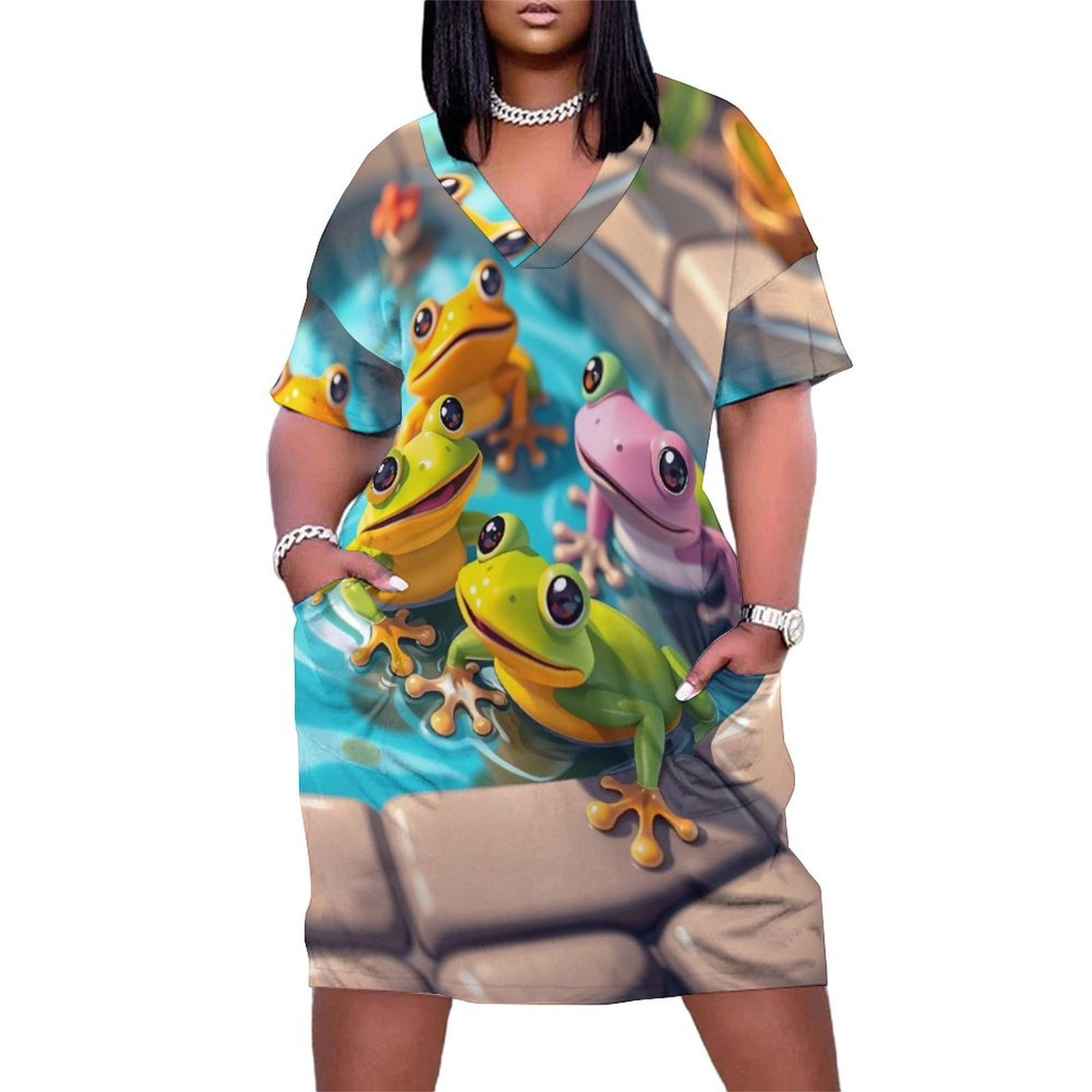 Frog in The Pond Dress Loose Pocket Dress Women Clothing 2025 New ...