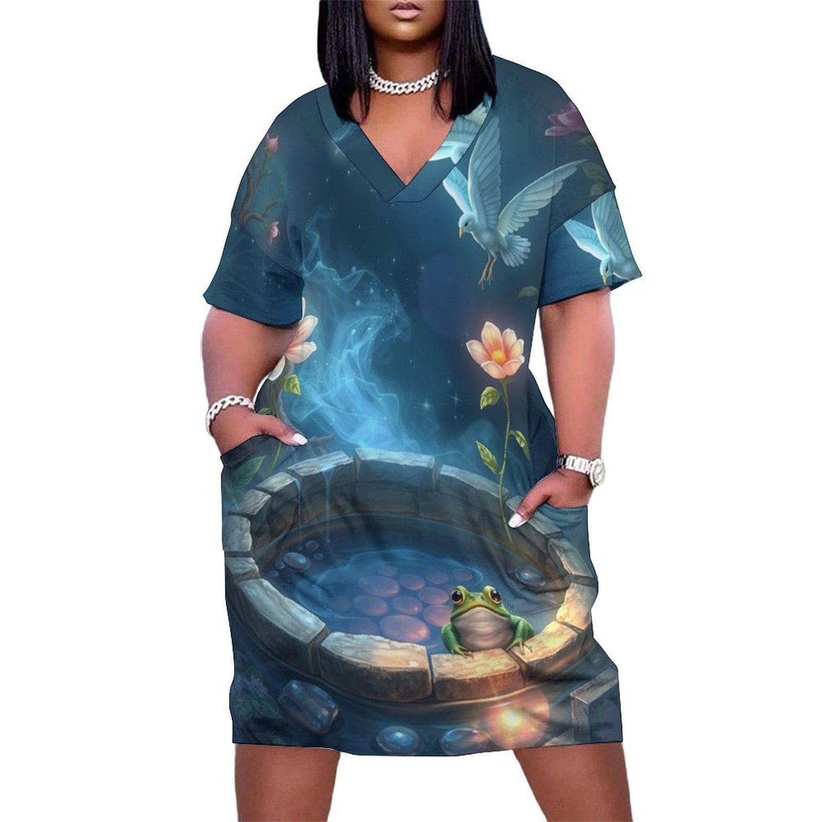 Frog in The Pond Loose Pocket Dress Party Dresses for Women Elegant ...