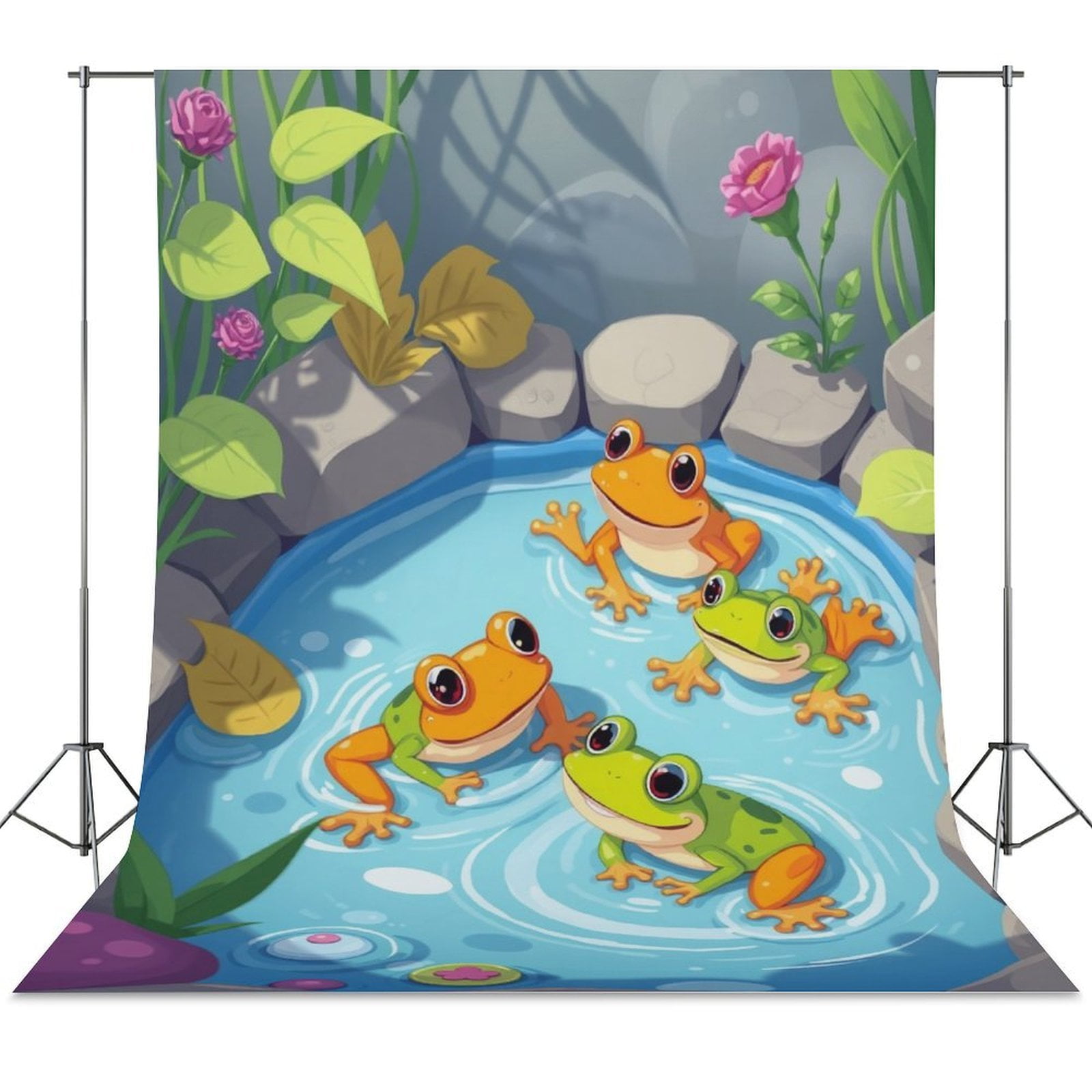 Frog in The Pond Party Backdrop Birthday Decoration Backgrounds for ...