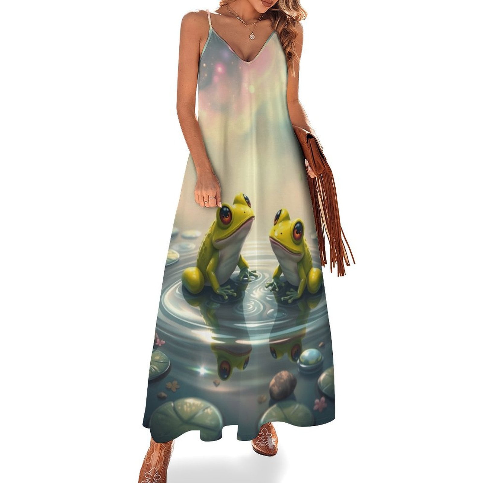 Frog in The Pond Sleeveless Dress Women's Clothing 2025 Novelties Long ...