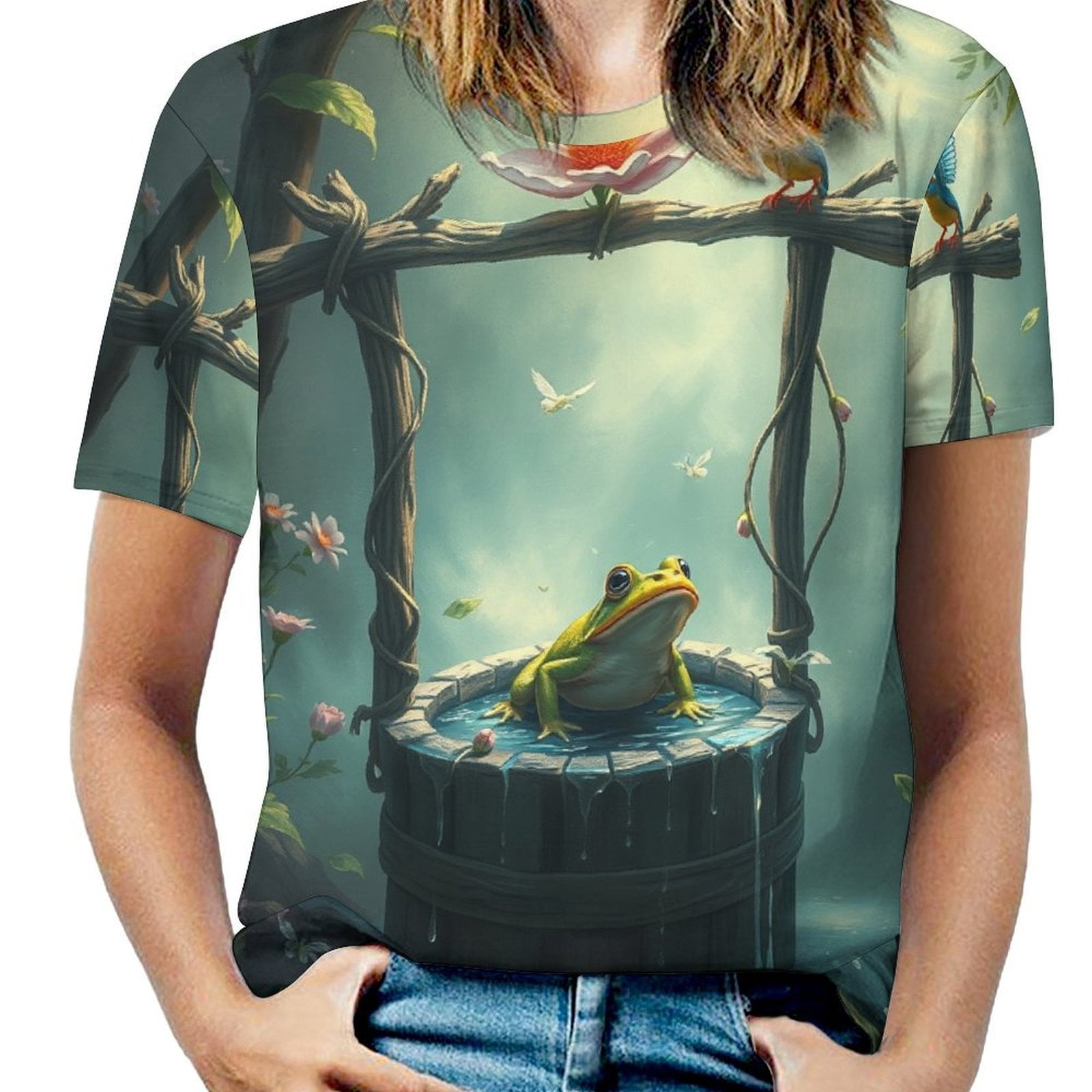 Frog in The Pond T Shirts Streetwear T-Shirt Female ShortSleeve Elegant ...