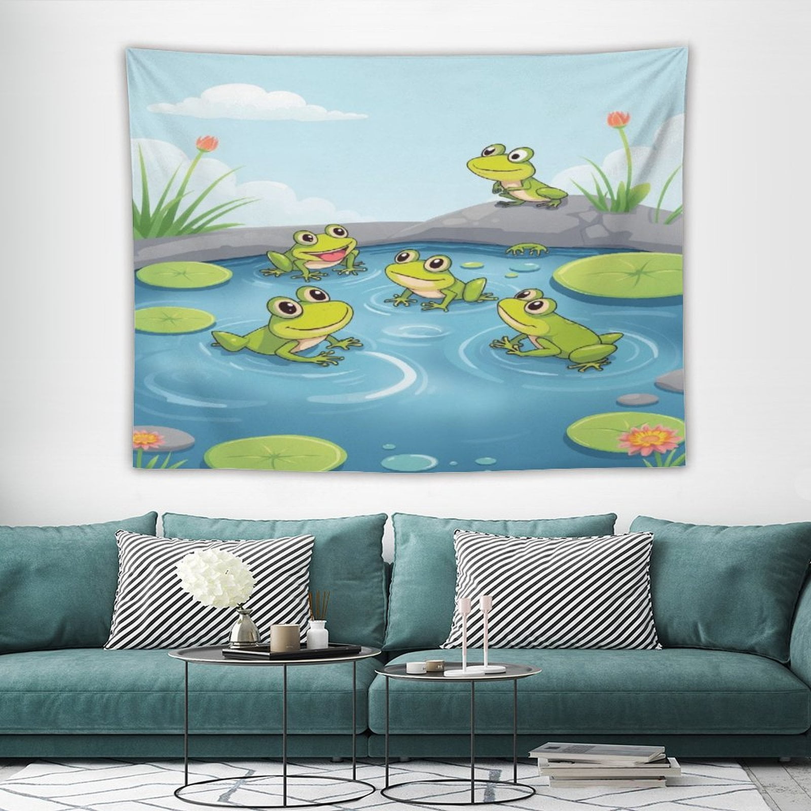 Frog in The Pond Wall Tapestry Poster Mall Hanging Background Cloth ...