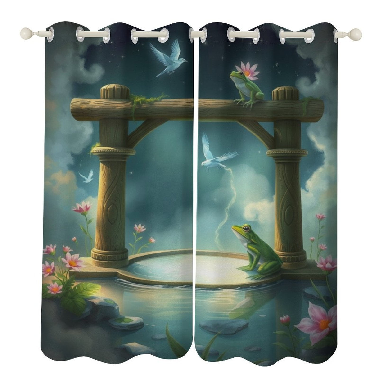 Frog in The Pond Window Curtains For Living Room Bedroom Bathroom ...