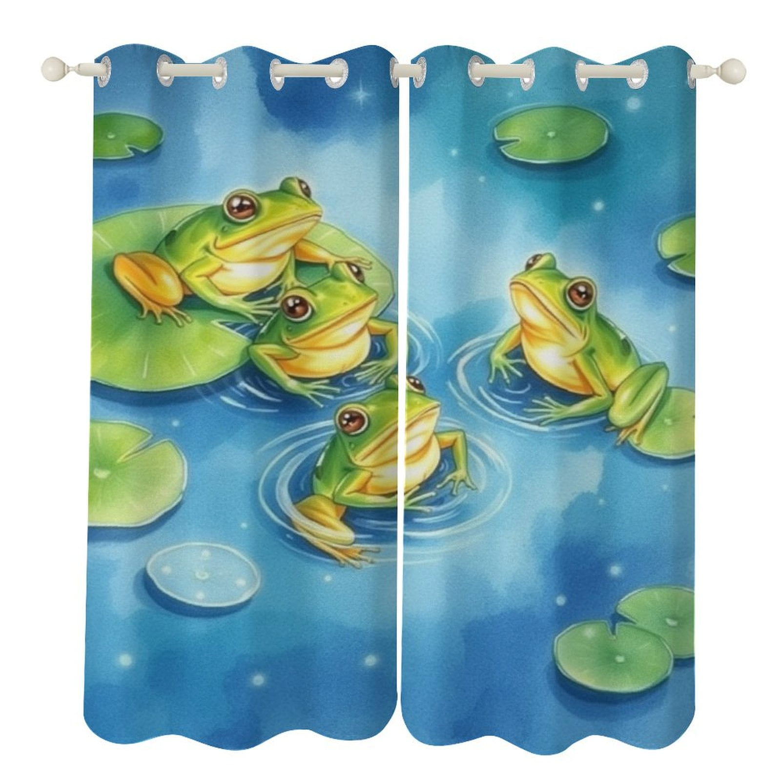 Frog in The Pond Window Curtains For Living Room Bedroom Bathroom ...
