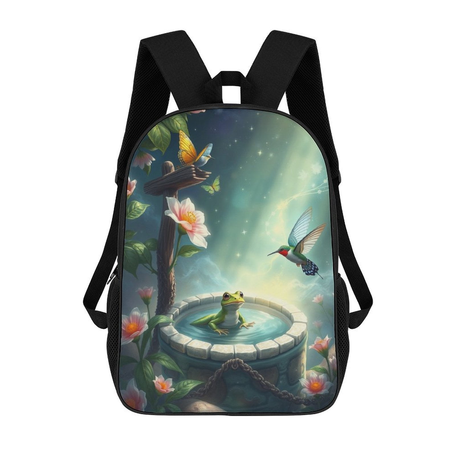 Frog in The PondZipper Backpack Book Bag Supplies 17 Inch Backpack Bag ...