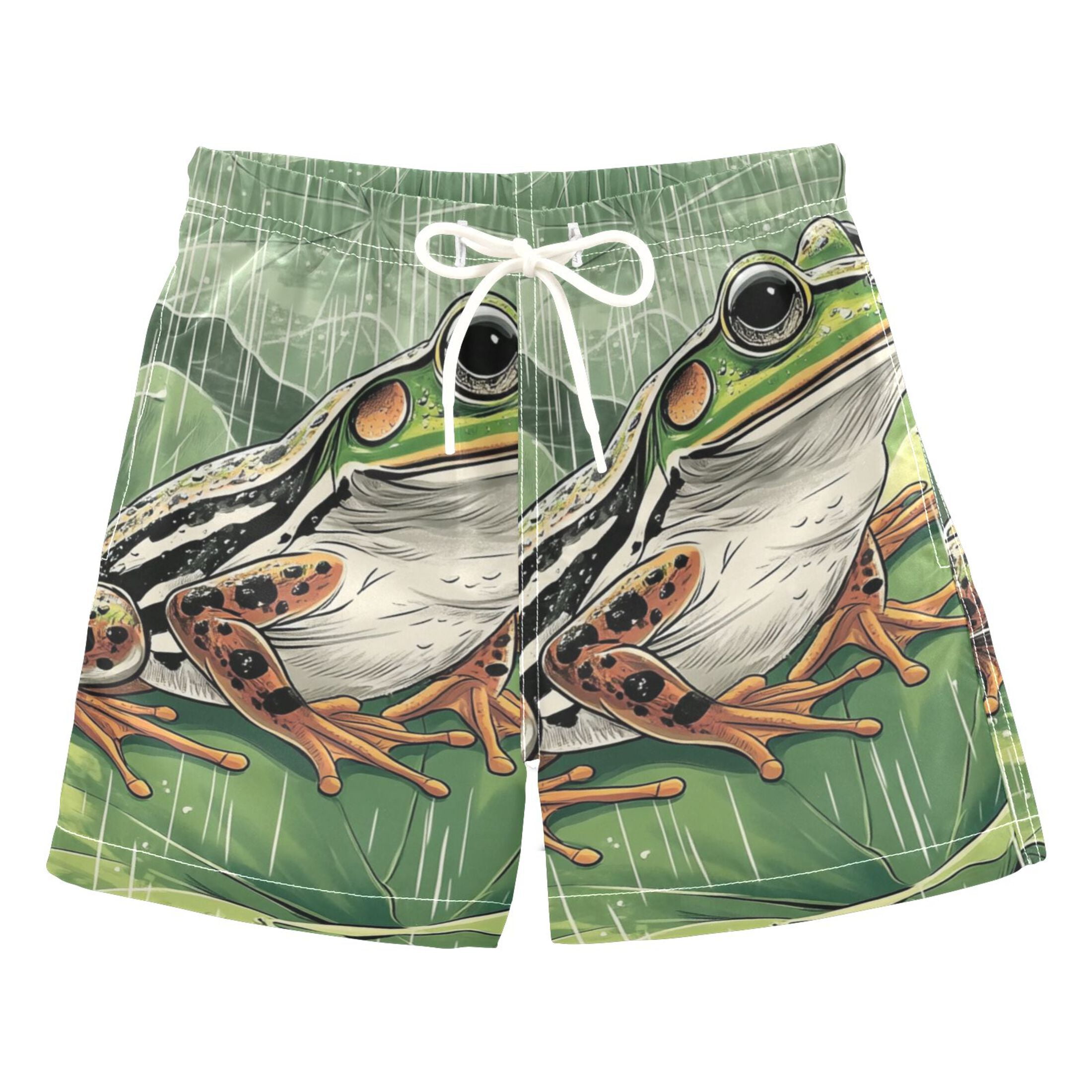 Frog on Lily Pad Boys Swim Trunks Quick Dry Boy Swim Shorts for 3-14 ...