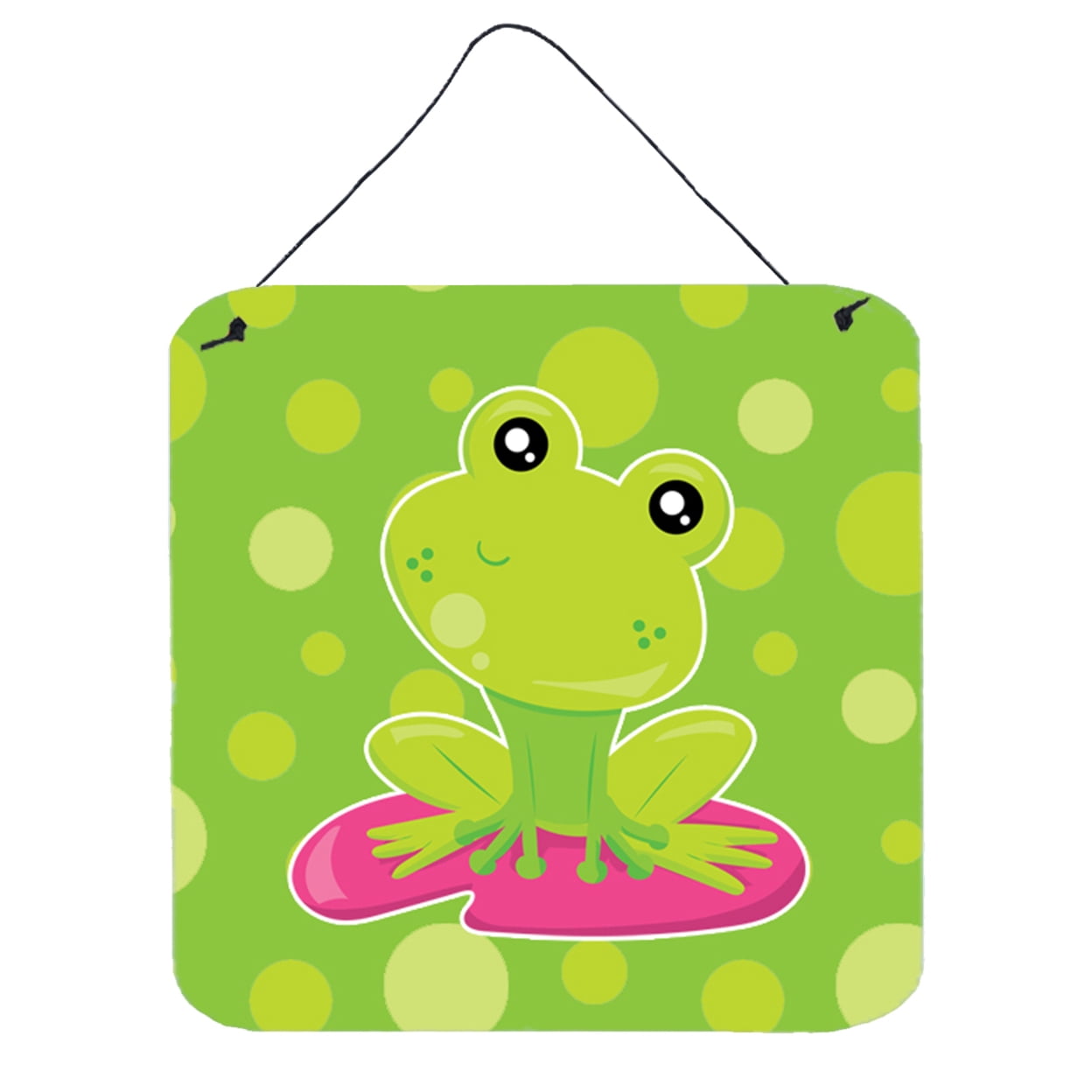 Frog on Lily Pad Green Polkadots Wall or Door Hanging Prints - Walmart.com