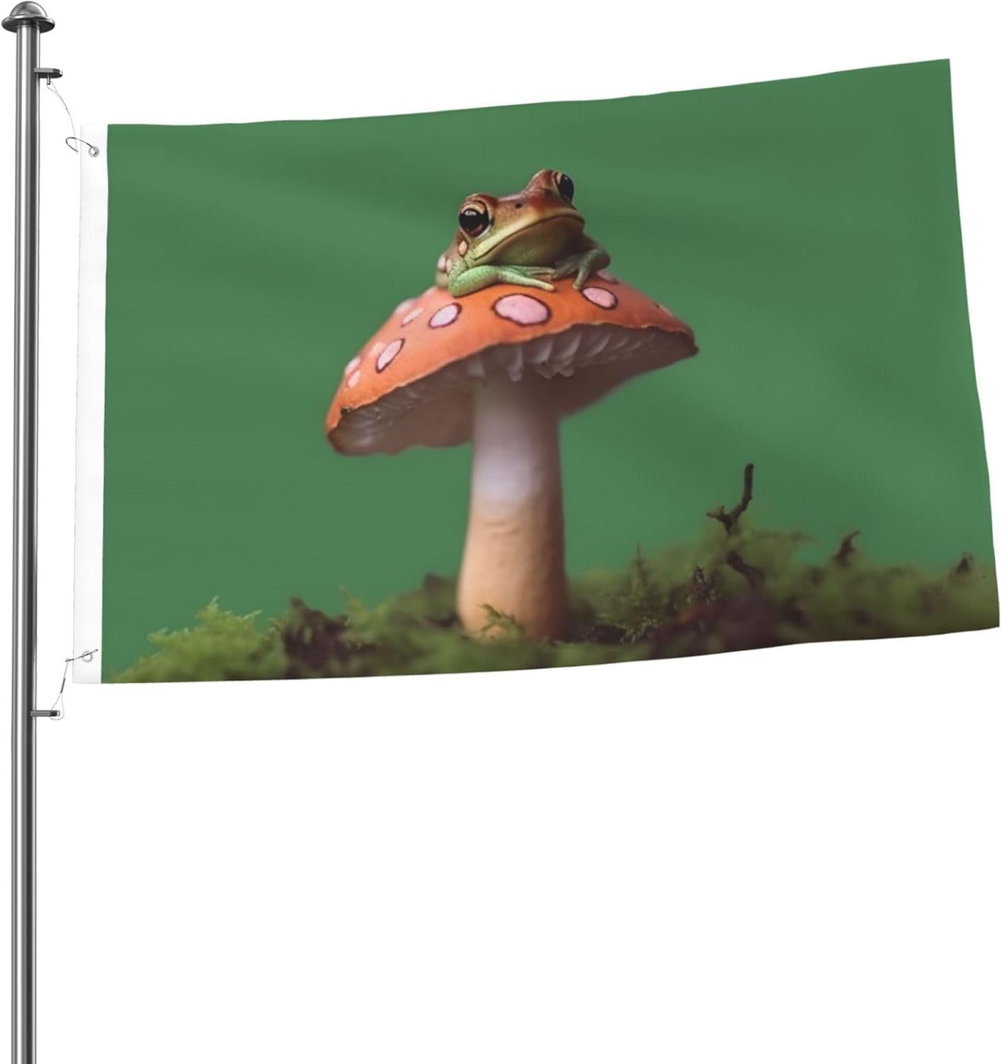 Frog on mushroom Garden Flags Holiday Banner with Brass Grommets Large ...