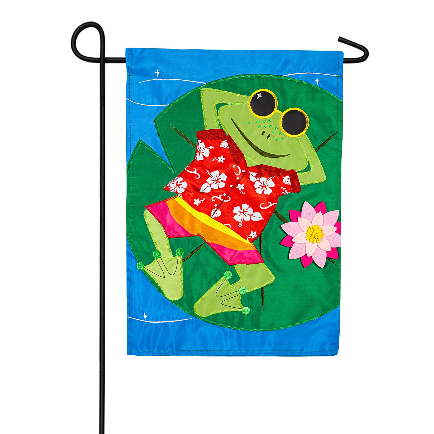 Frog's Summer Vacation Garden Applique Flag - Walmart.com
