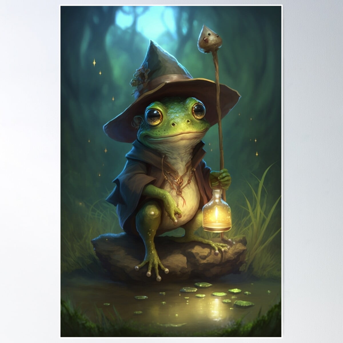 Froggo The Wizard Poster Wall Art, Modern Wall Decor For Living Room Bedroom, 8x12 UNFRAMED ...