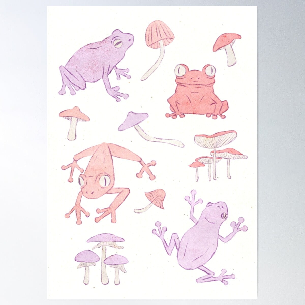 Frogs And Mushrooms Poster Wall Art, Modern Wall Decor For Living Room ...