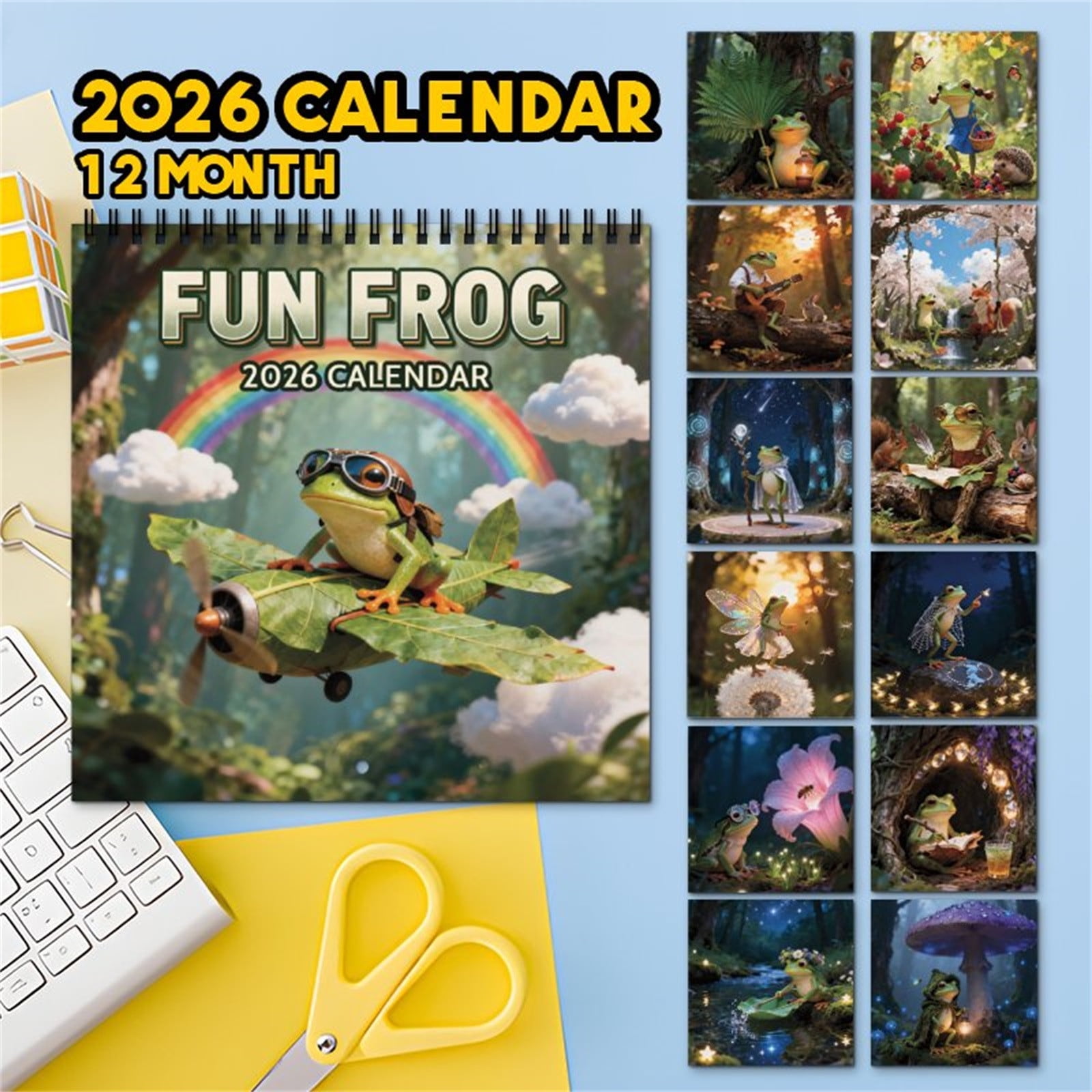 Frogs Calendar 2026, 12 x 8 inch, Frog Wall Calendar, 2026 Every Month ...
