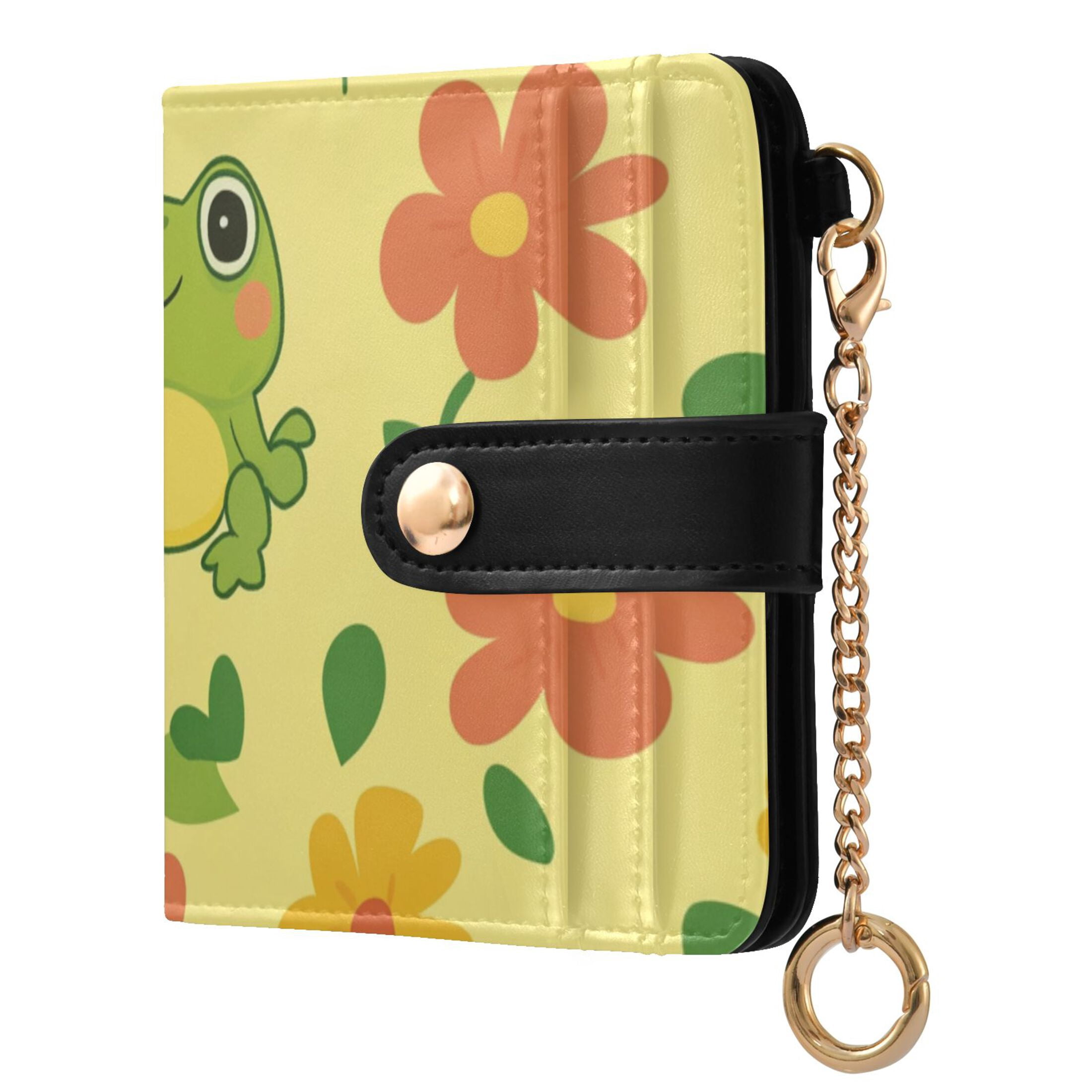Frogs Florals Leaves Women's Wallet PU Leather Card Cases RFID Blocking ...