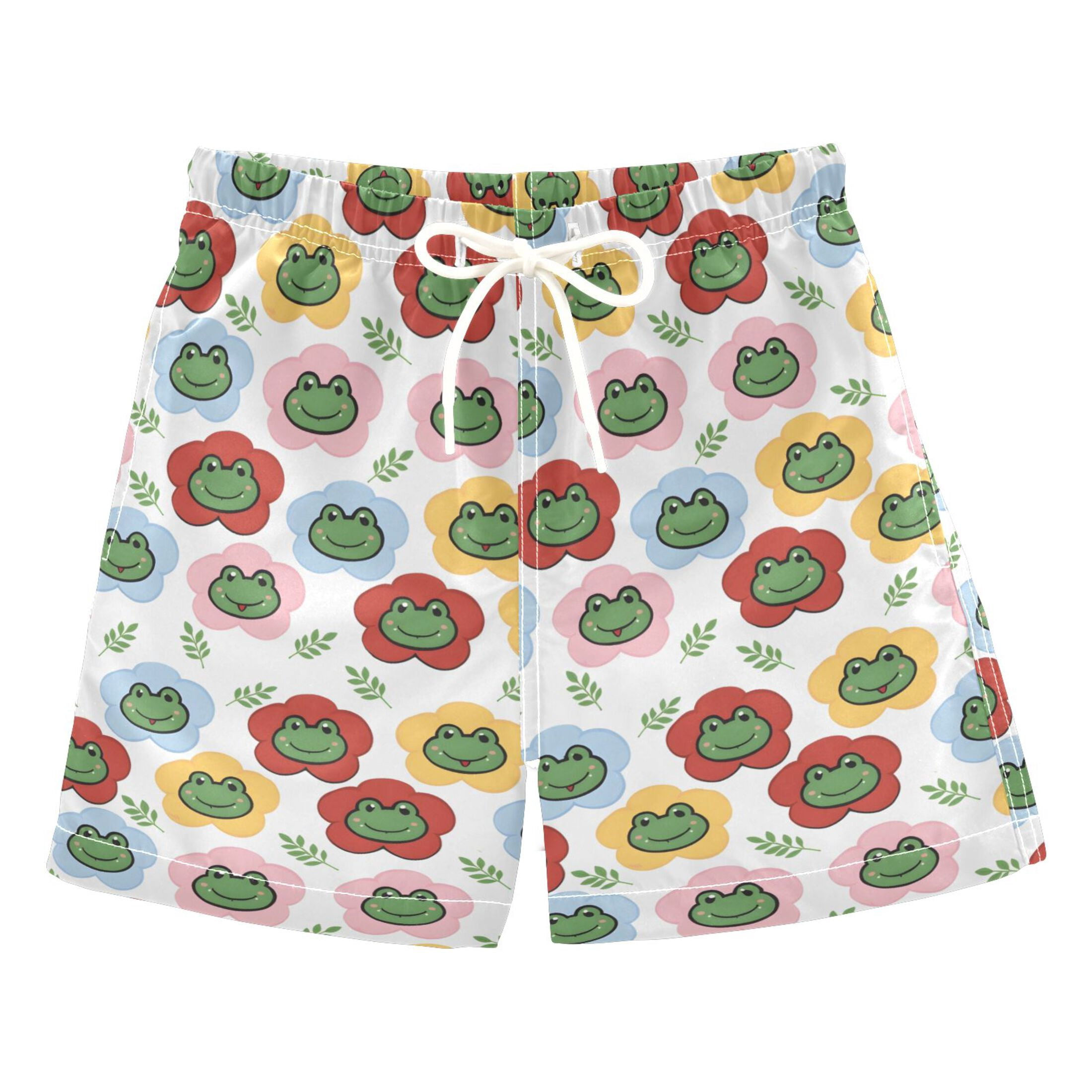 Frogs Flowers Grass Swim Trunks Quick Dry Beach Pool Board Shorts ...