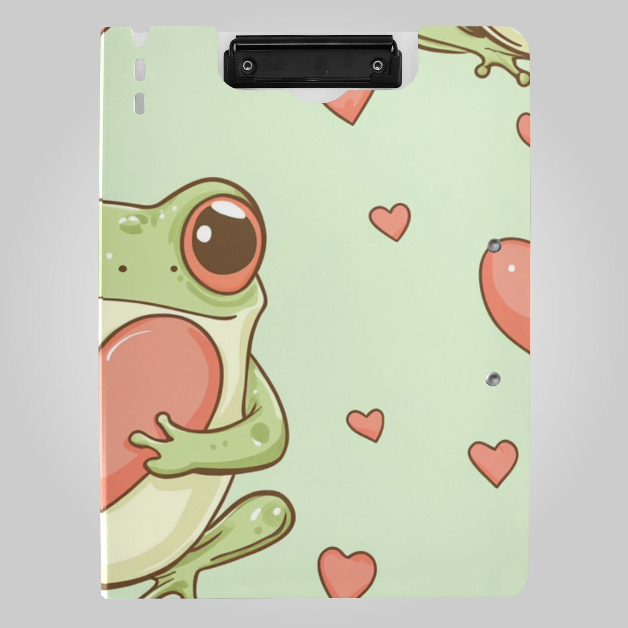 Frogs Hold Hearts Valentine's Day Foldable Binder Folder Clipboard with ...