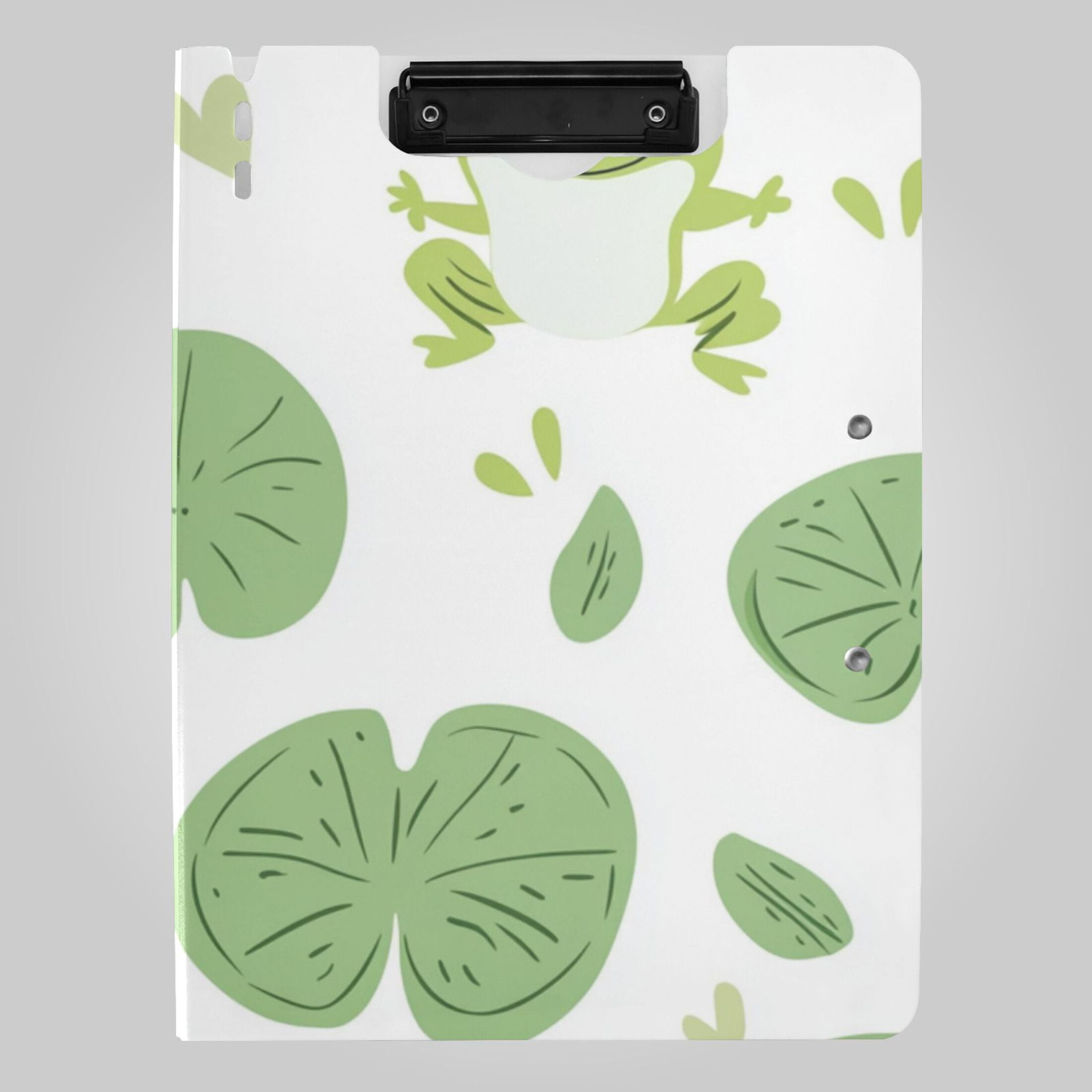 Frogs Leaves Green Hearts Foldable Binder Folder Clipboard with Pen ...