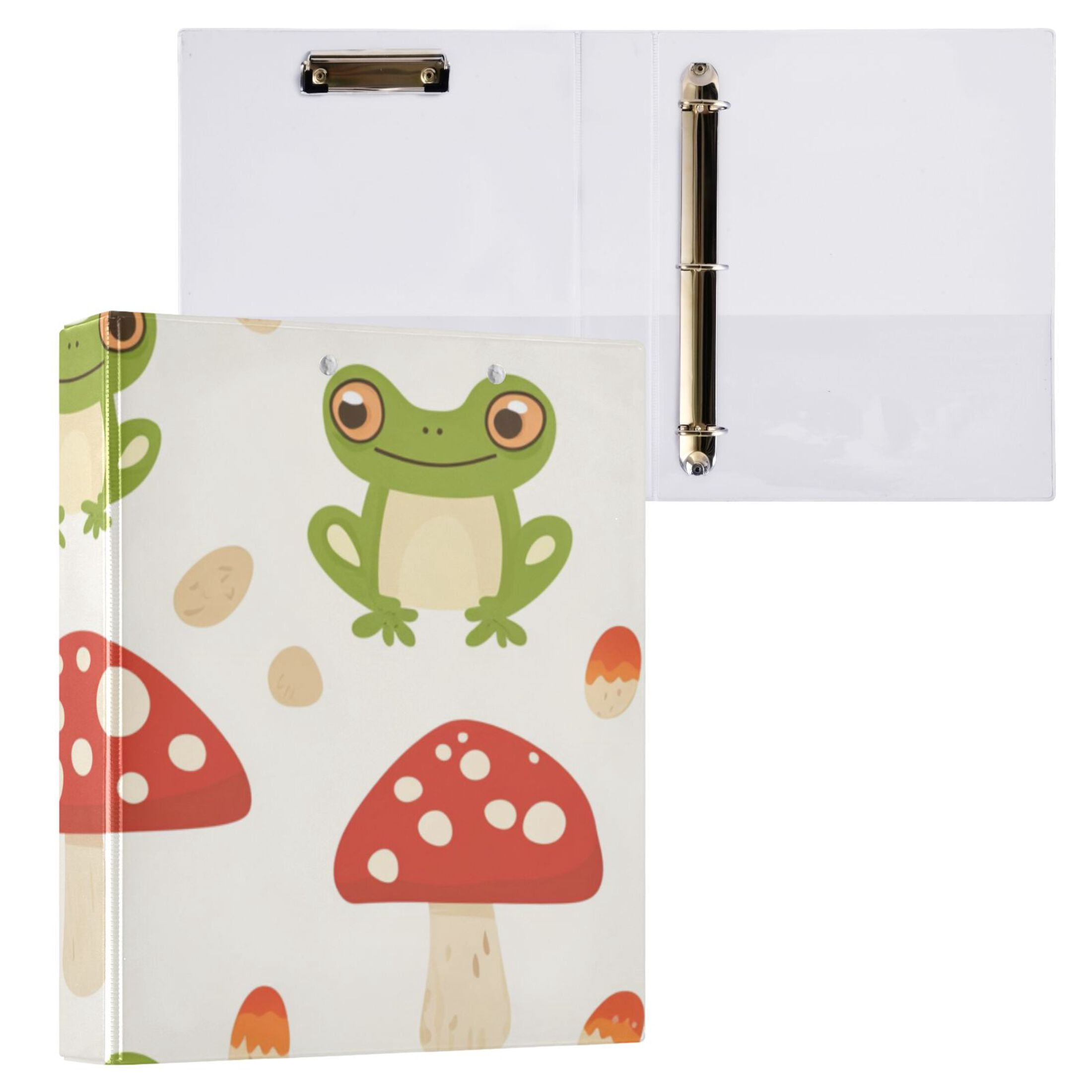 Frogs Mushrooms Cartoon Cute Round Ring Binder 3 Rings 1.5" Capacity ...