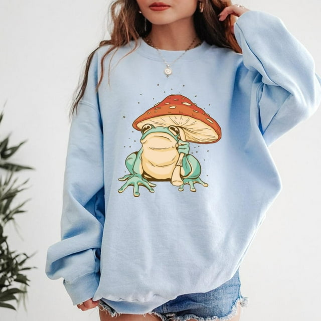 Frogs Mushrooms Sweatshirt Mushroom Sweater Cottage Core Clothing