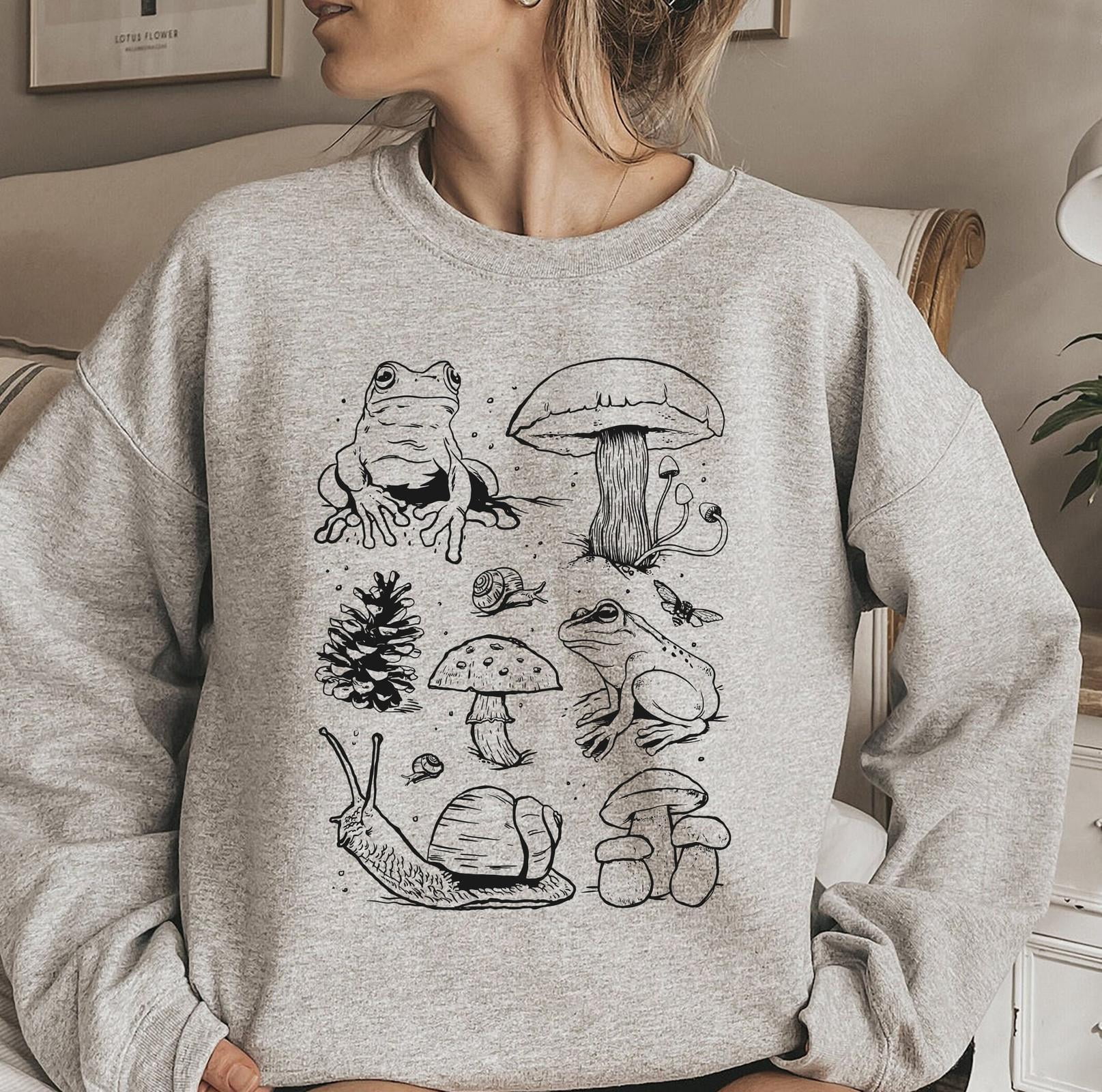 Frogs Mushrooms Sweatshirt Mushroom Sweater Cottage Core Sweater