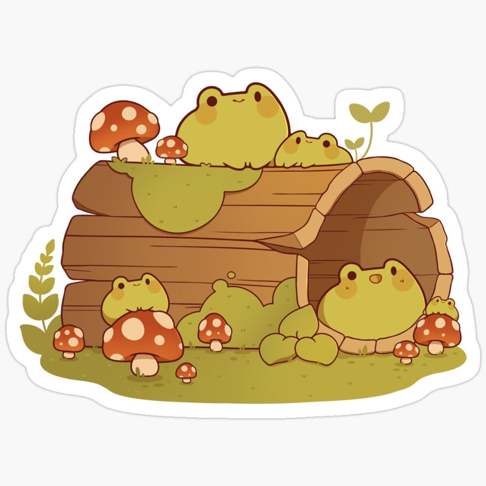 Frogs On A Mossy Log Sticker Phone Decal Water Bottle Stickers Car ...