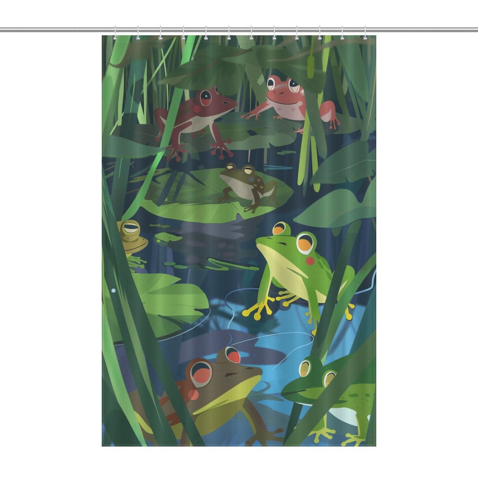 Frogs Playing in The Pond Shower Curtain Fabric Bathroom Decor with ...