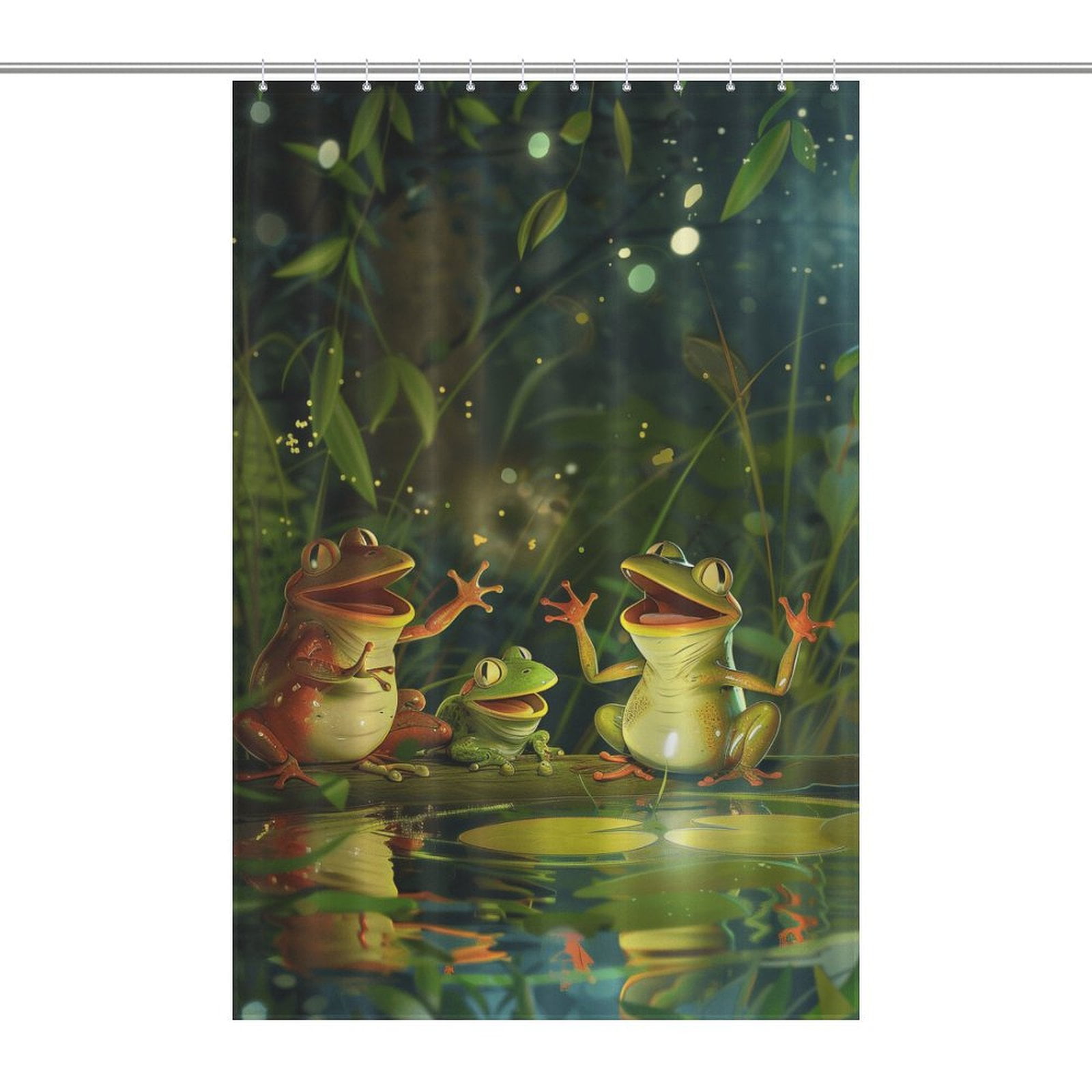 Frogs Playing in The Pond Shower Curtain Modern Home Bathroom Bathtub ...