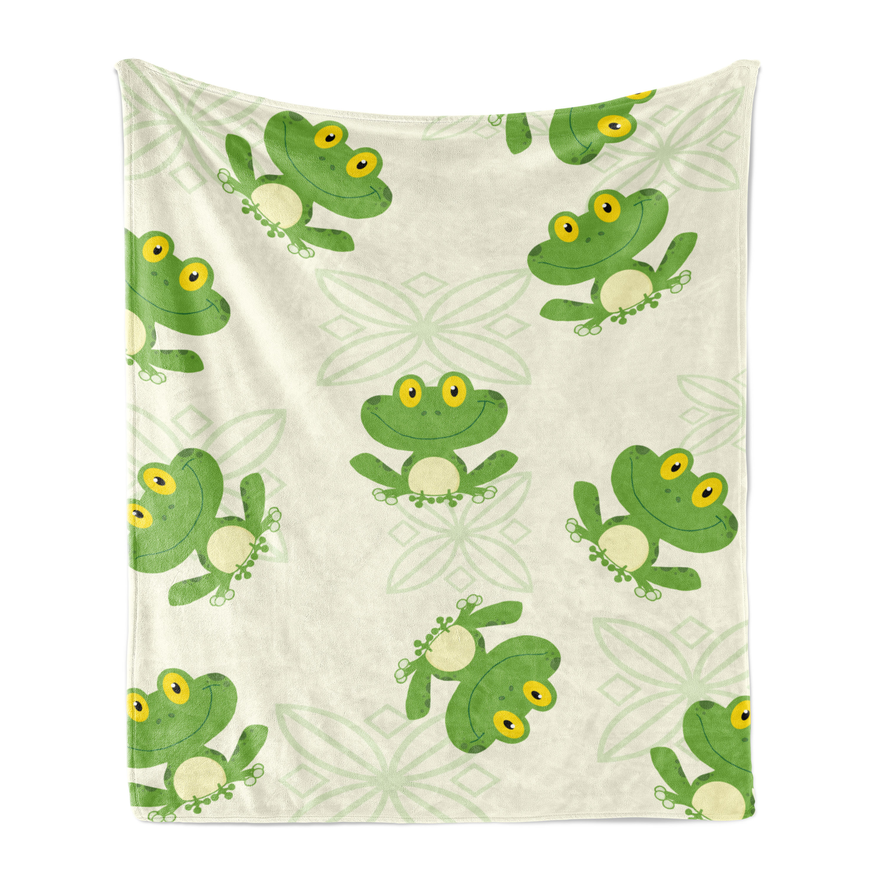 Frogs Soft Flannel Fleece Throw Blanket, Repetitive Joyful Pattern of ...