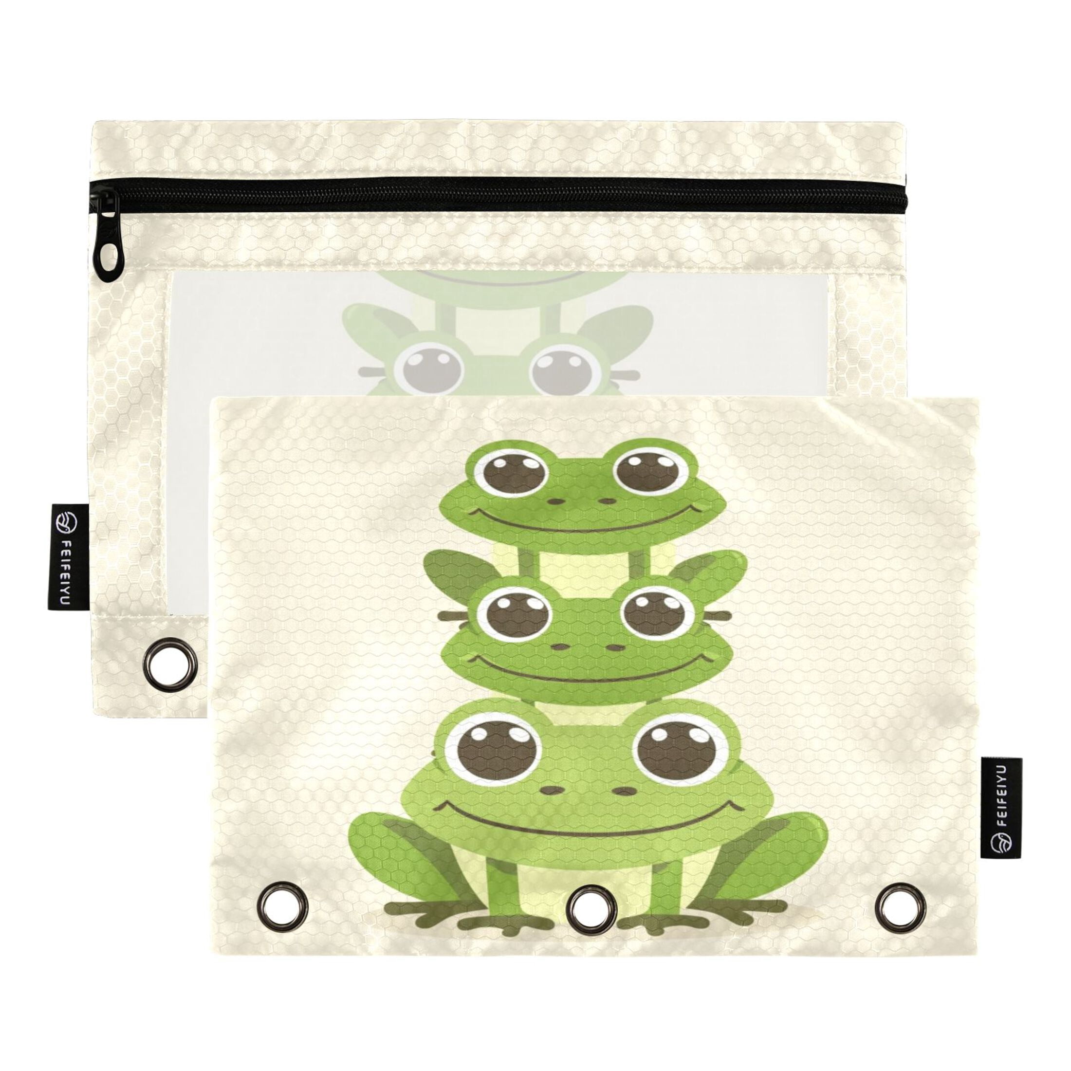 Frogs Stack on Each Other 2 Pack Pencil Pouch for 3 Ring Binder Smooth ...