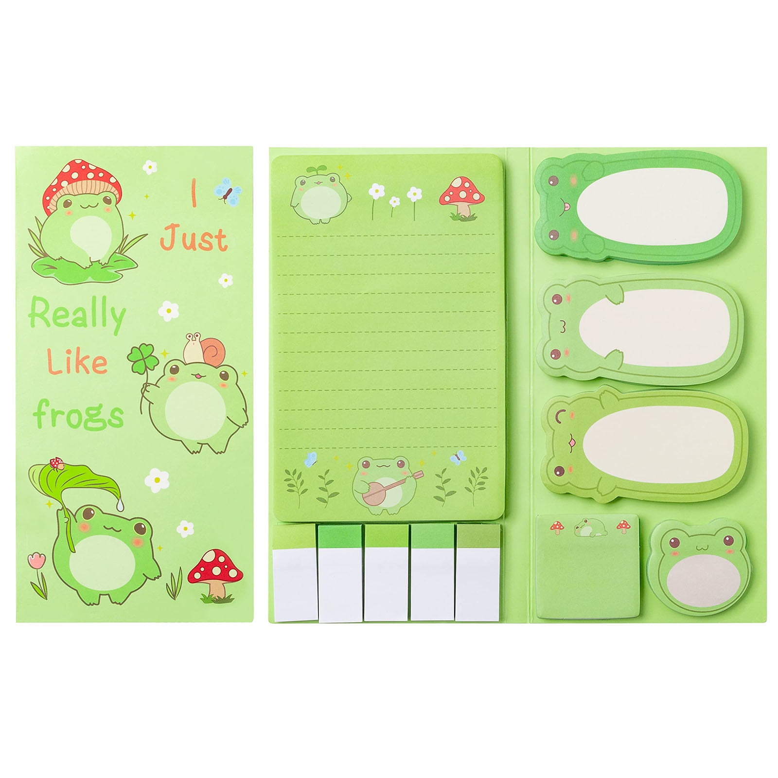 Frogs Sticky Notes Set, 550 Sheets, Cute Cartoon Frogs Self-Stick Notes ...