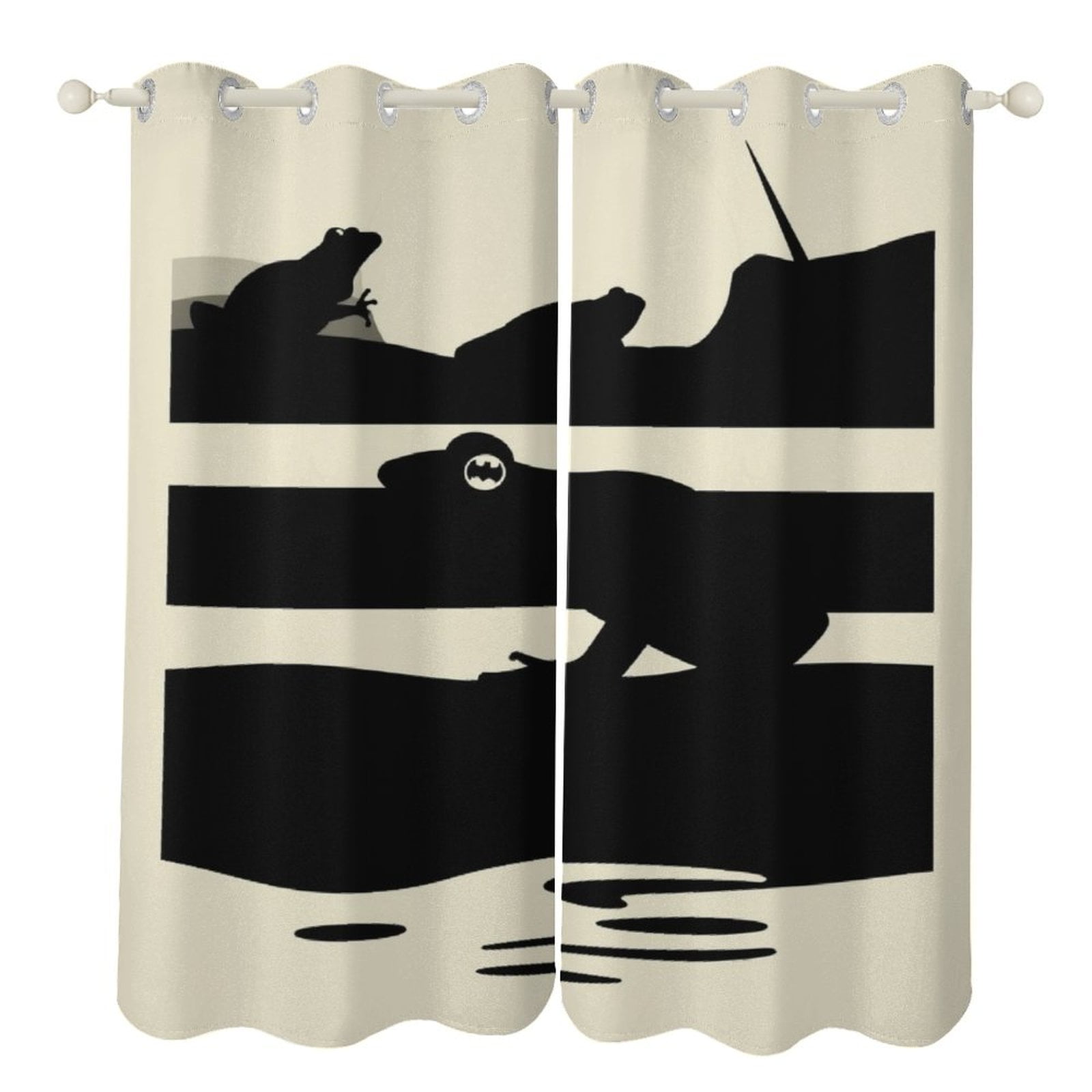 Frogs Water Silhouettes 2 Pieces Window Drape Curtain for Living Room ...