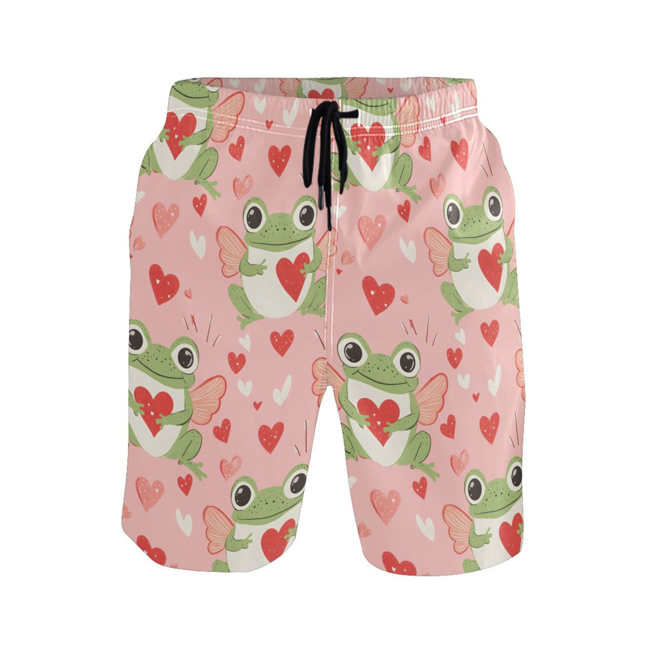Frogs Wings Hearts Pattern Mens Swim Trunks Quick Dry Board Shorts ...