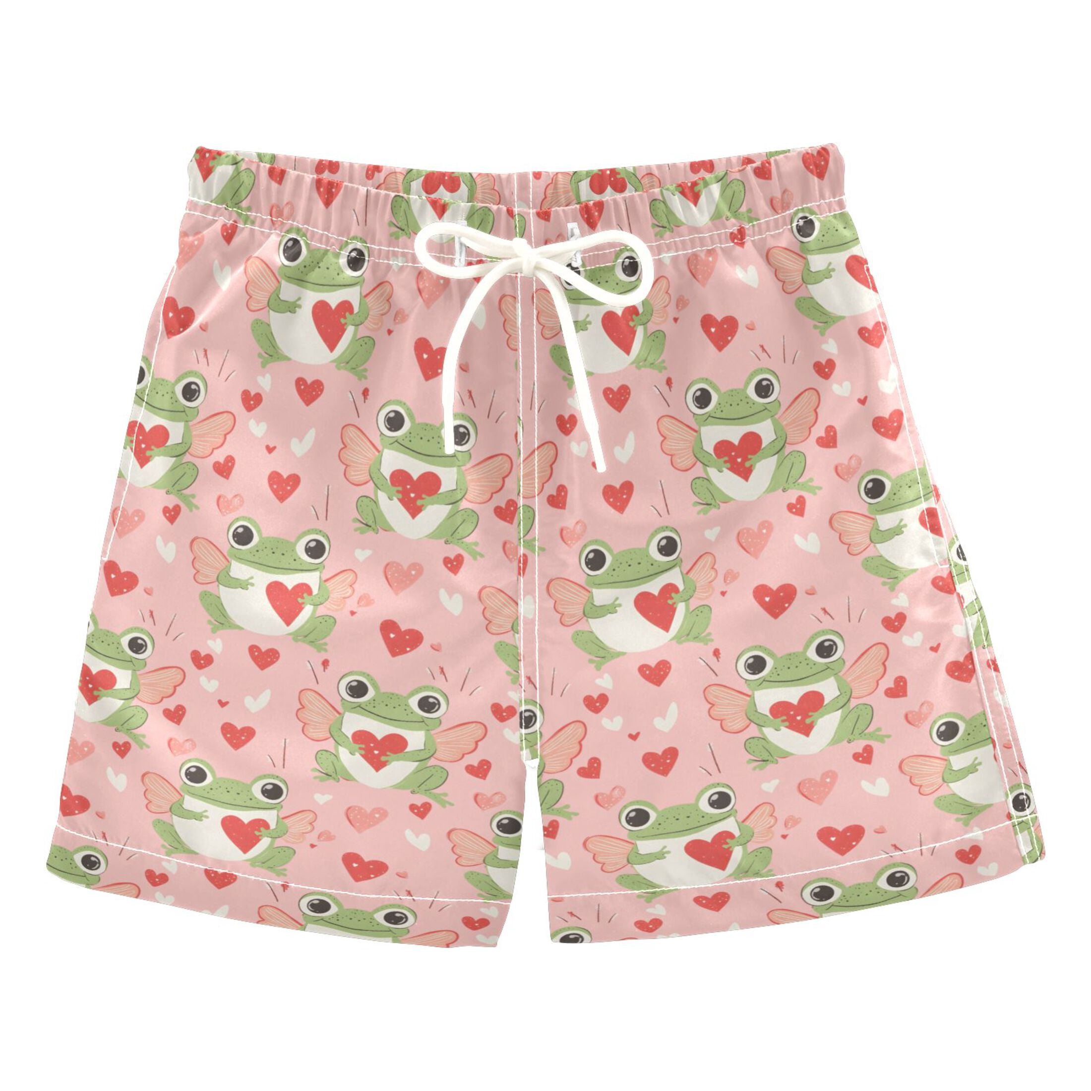 Frogs Wings Hearts Pattern Swim Trunks Quick Dry Beach Pool Board ...