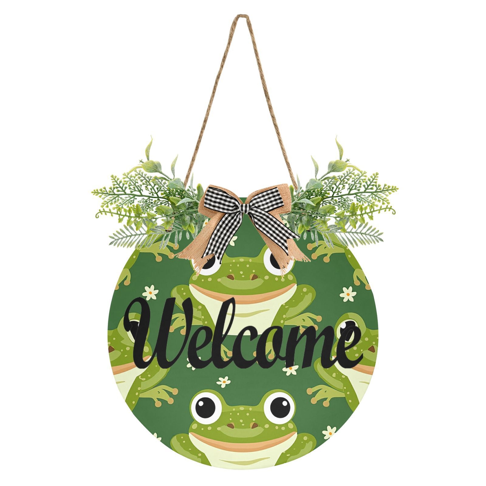 Frogs and Flowers Welcome Sign for Front Door Wreath Door Sign for ...