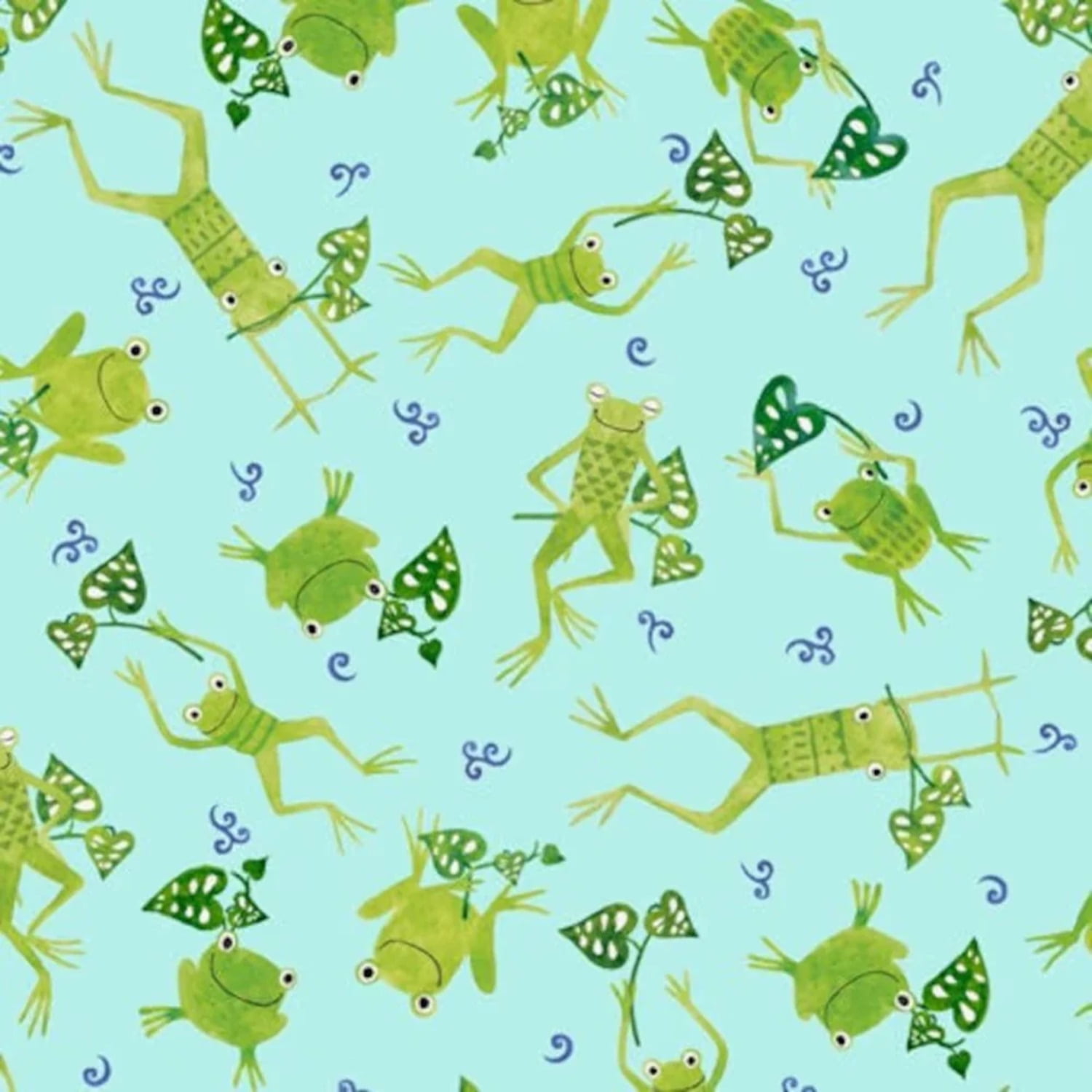 Frogs and Fonds Allover Blue Cotton Fabric - Walmart.com