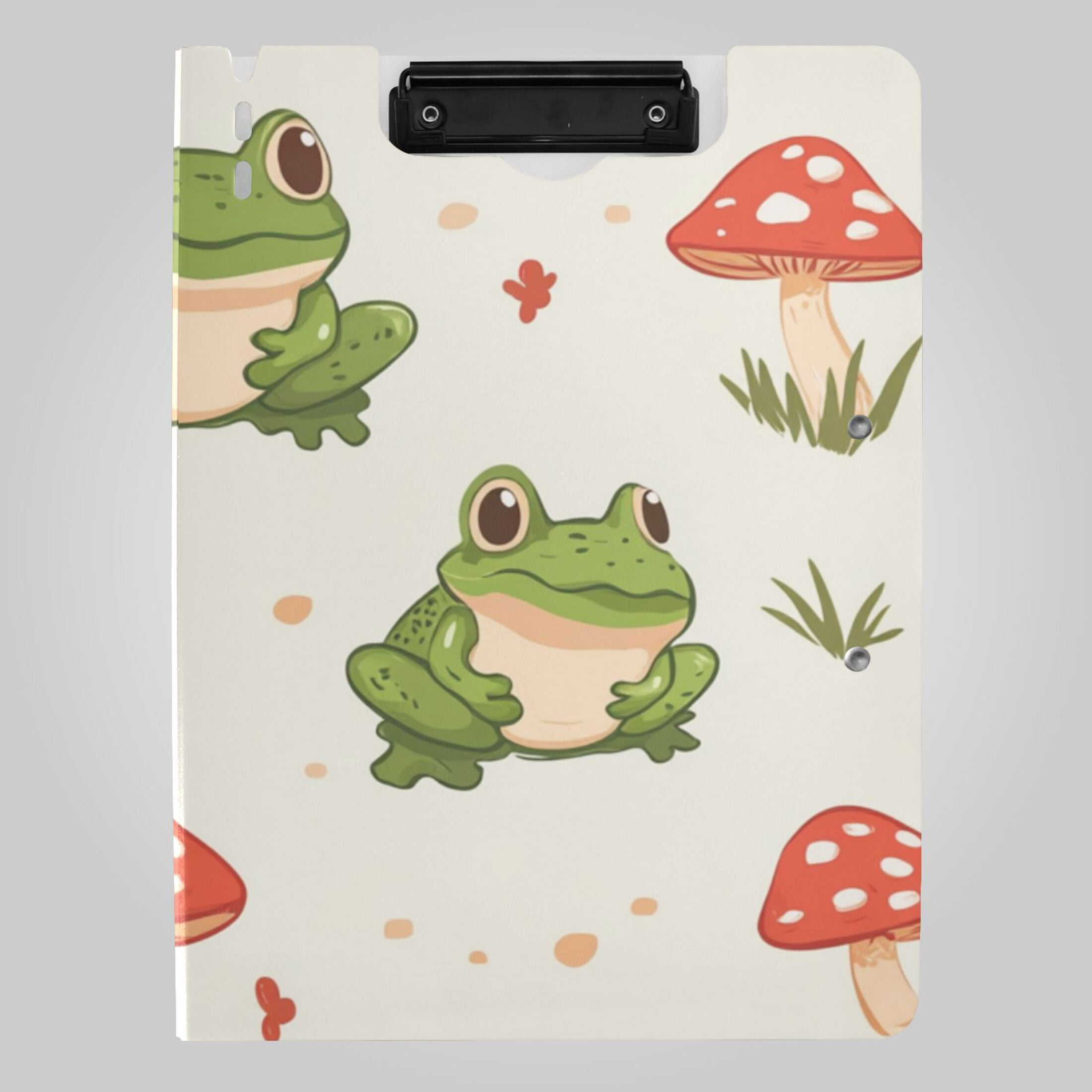 Frogs and Leaves Mushrooms Cartoon Foldable Binder Folder Clipboard ...