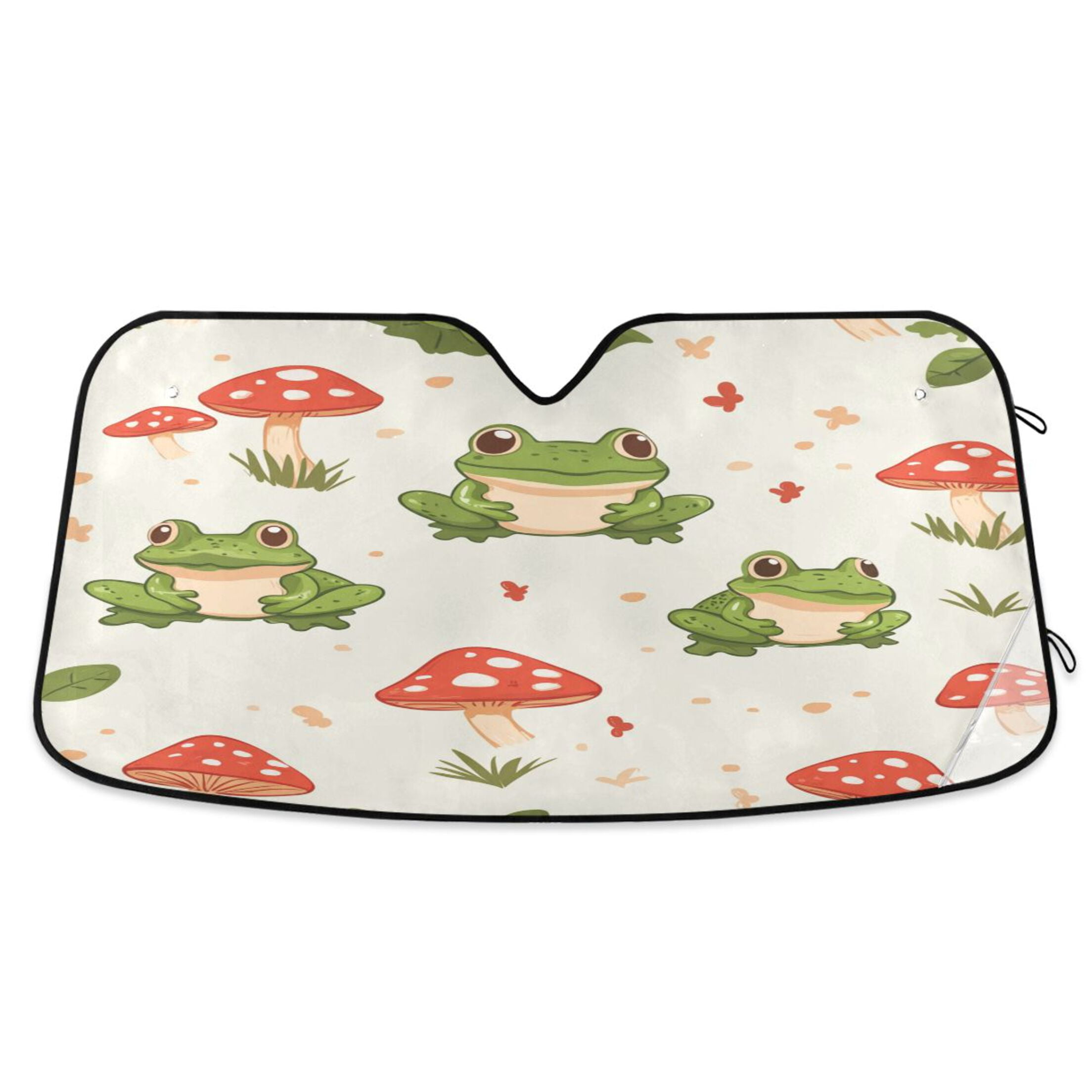 Frogs and Leaves Mushrooms Cartoon Windshield Sun Shade Automobile ...