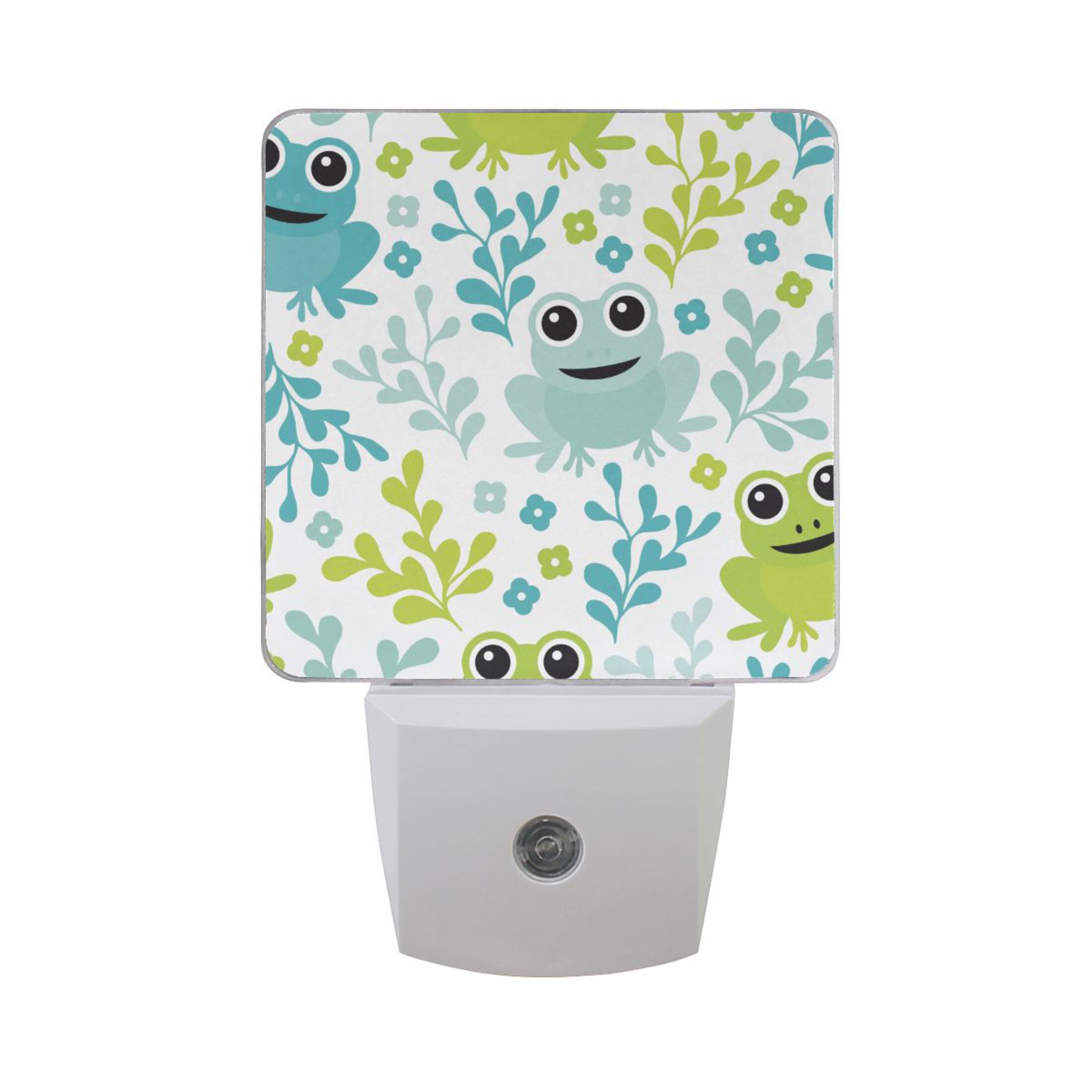 Frogs and Leaves with Green Night Light LED Dusk to Dawn Night Lamp ...