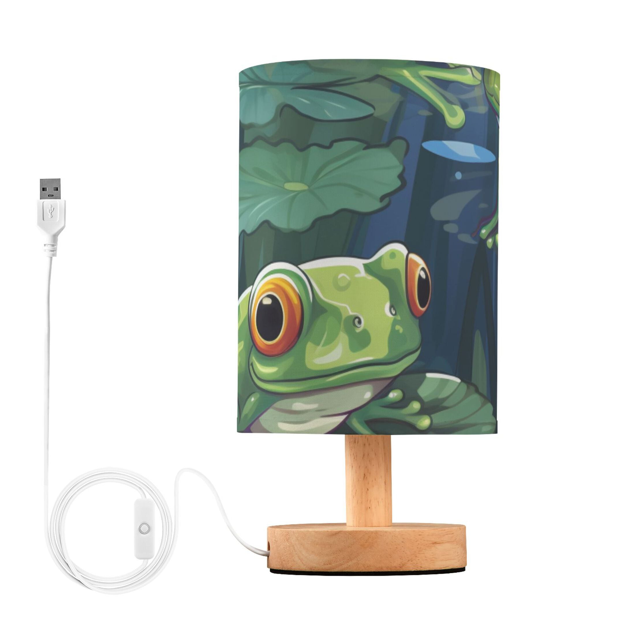 Frogs on Lotus Leaf Bedside Table Lamp LED Warm Lights with USB ...