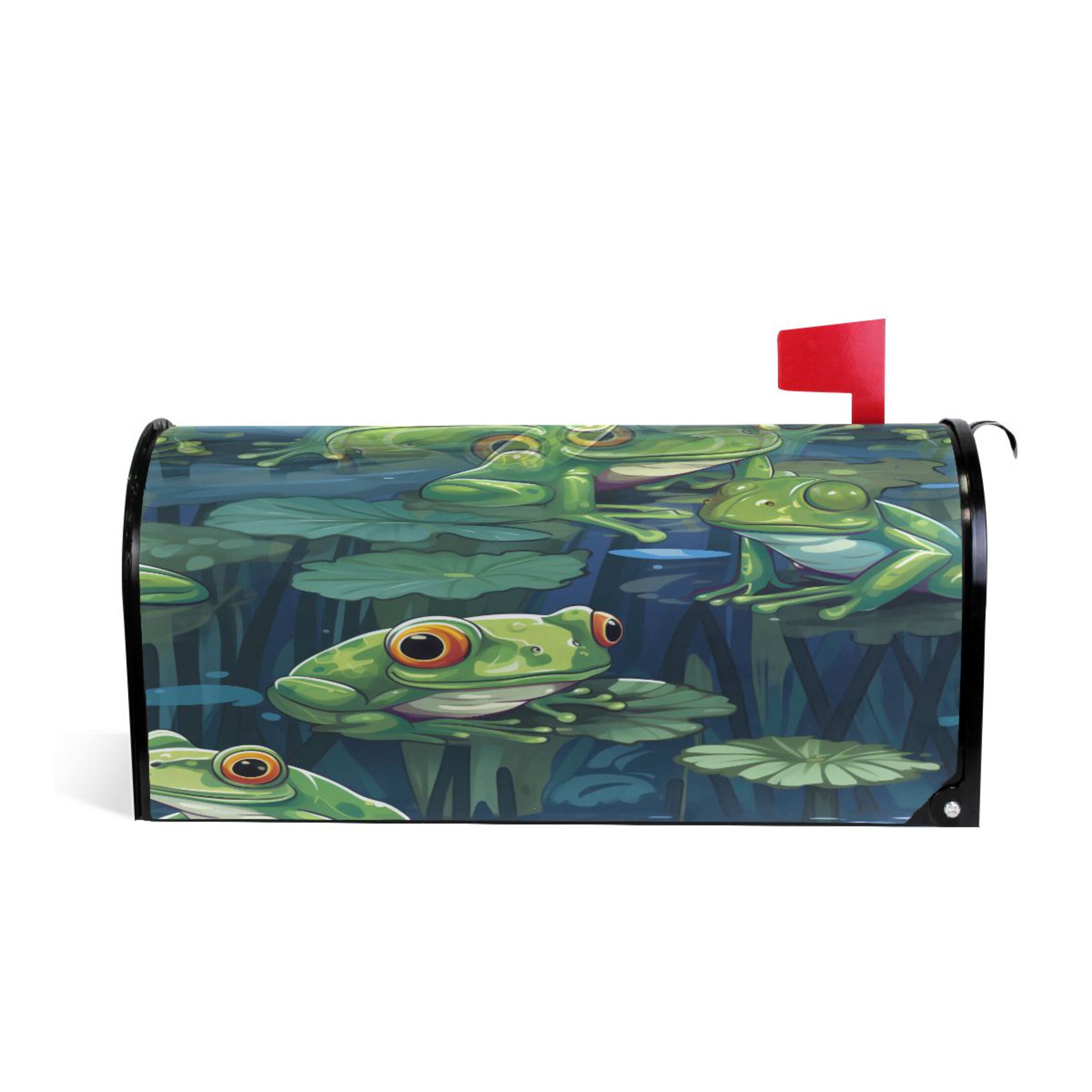 Frogs on Lotus Leaf Magnetic Mailbox Covers Post Box Wraps Garden Yard ...