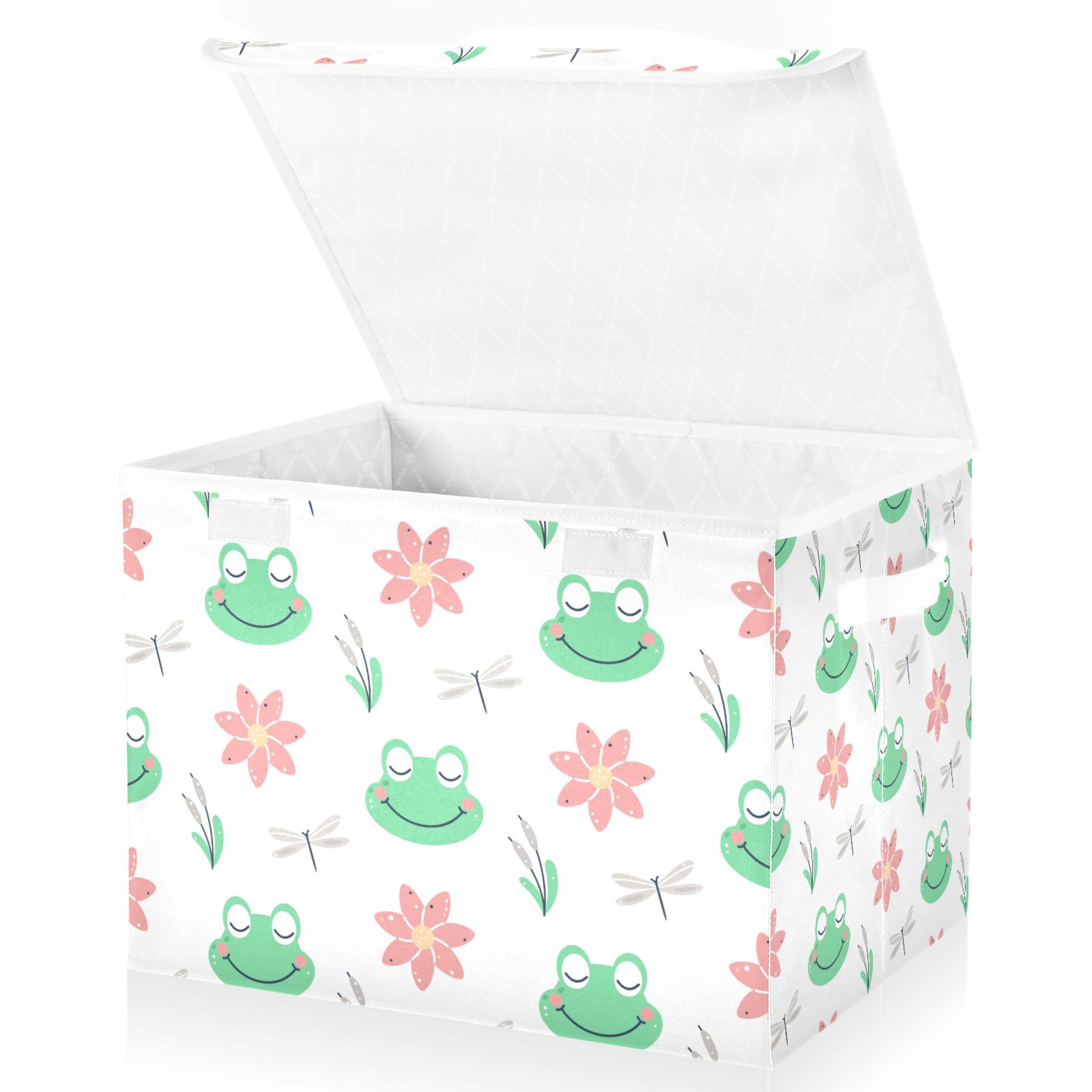 Frogs with Flowers Large Lidded Storage Bin Foldable Storage Boxes ...