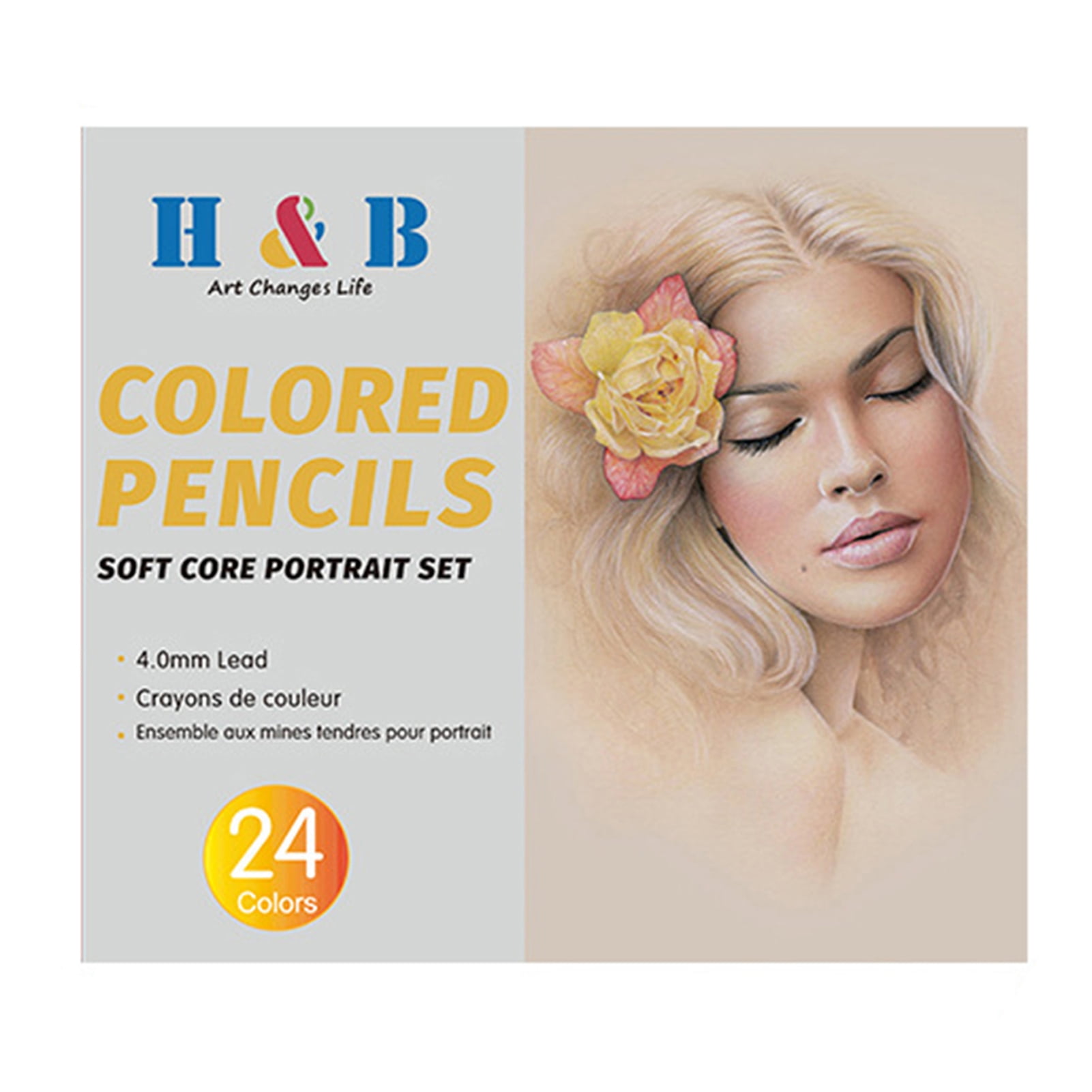 Frogued 1 Box Painting Pen Professional Smooth Wooden 24-Color ...