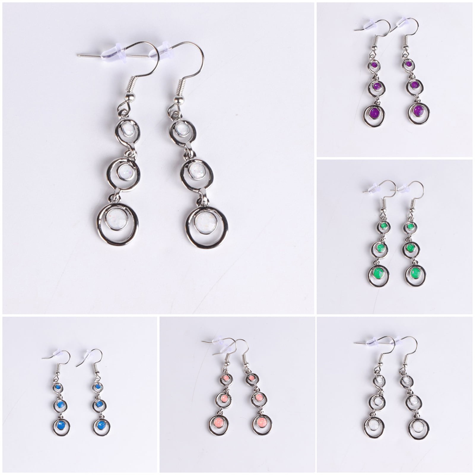 Frogued 1 Pair Women Earrings Long Symmetric Round Hoop Eye-catching ...