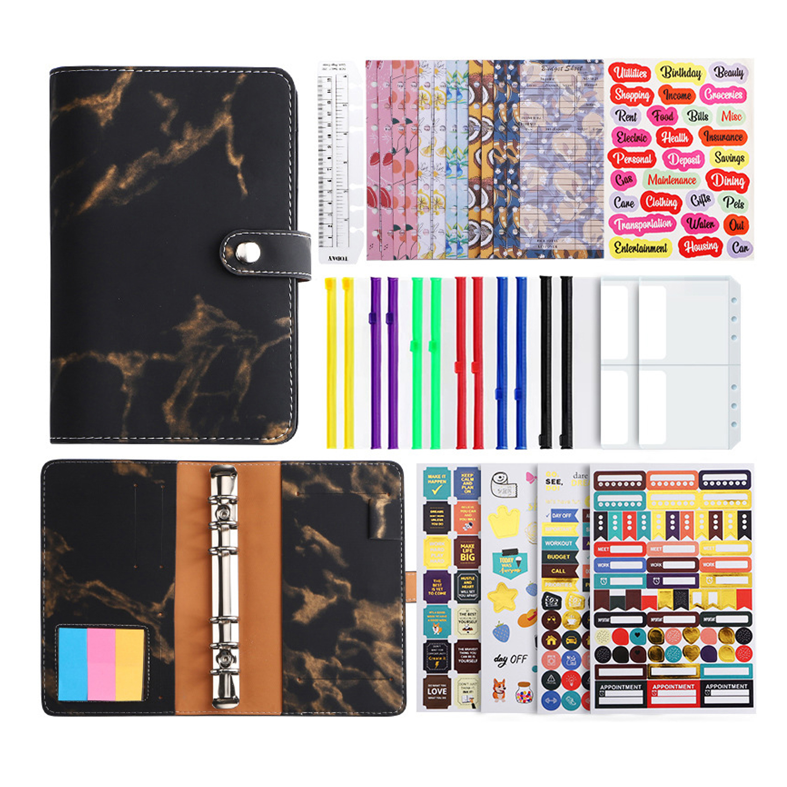 Frogued 1 Set A6 Budget Binder Thick Paper Waterproof Buckle Design ...